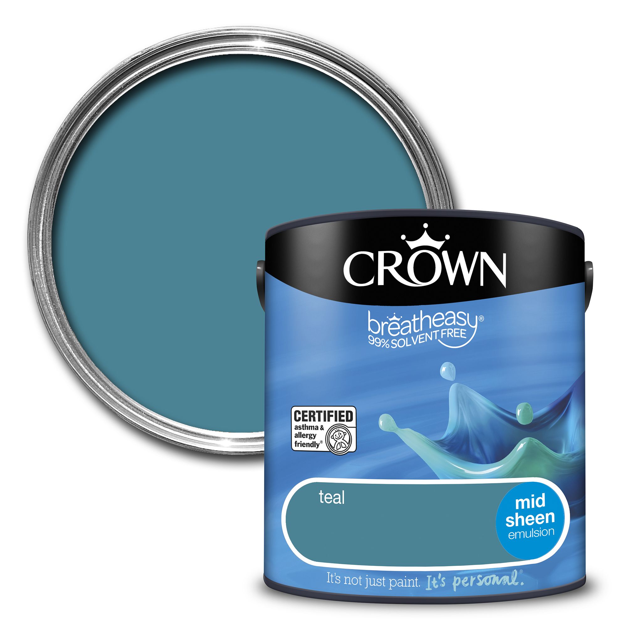 Crown Breatheasy Teal Mid sheen Emulsion paint, 2.5L | DIY at B&Q