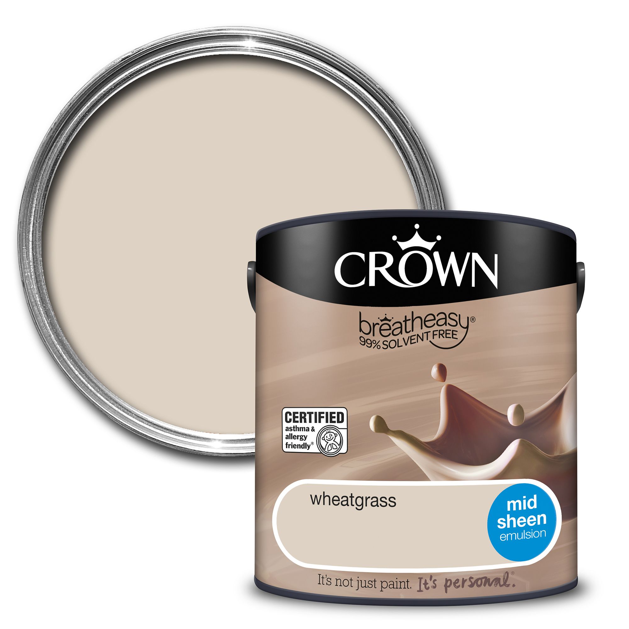 Crown Breatheasy Wheatgrass Mid sheen Wall & ceiling Emulsion paint, 2.5L