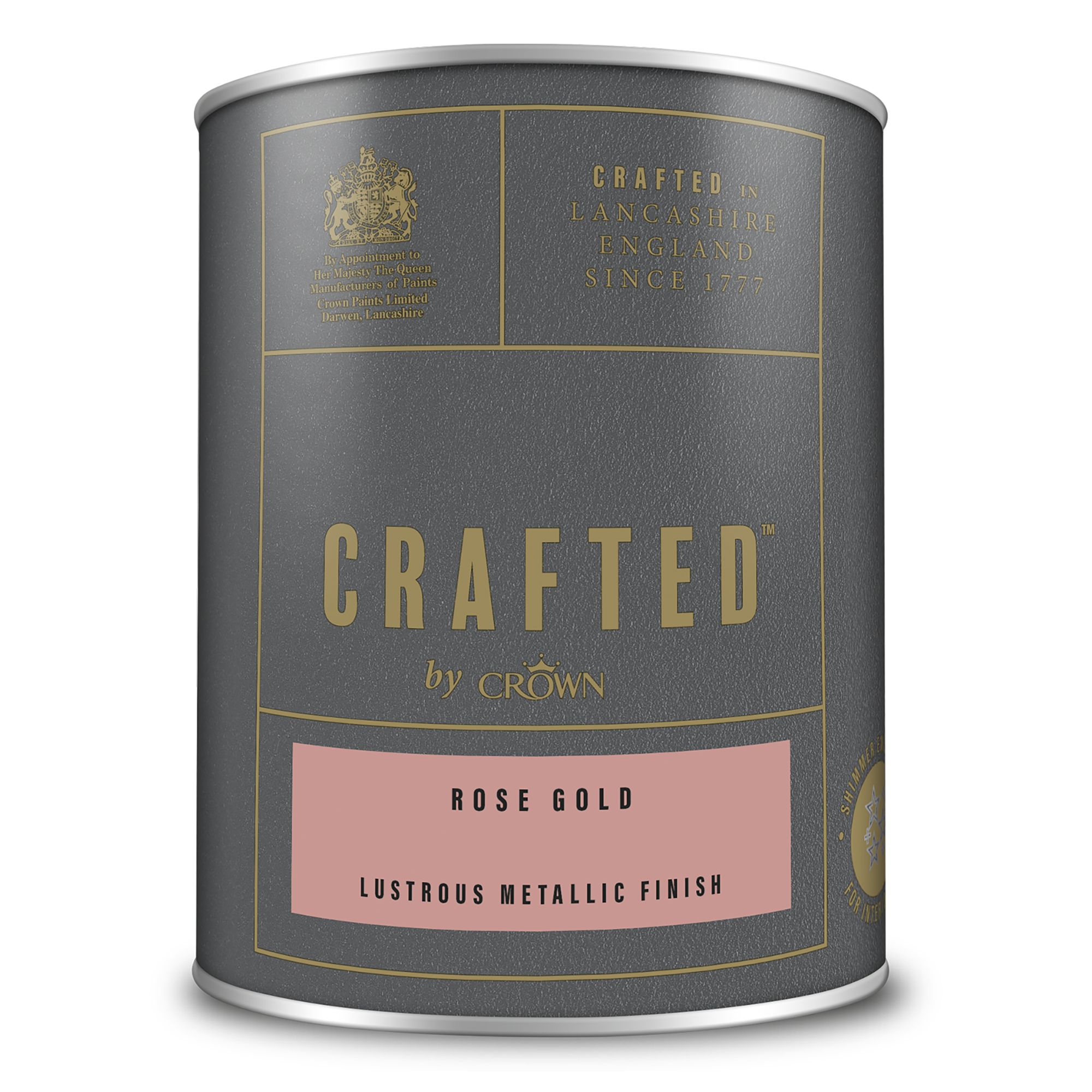 CROWN CRAFTED ROSE GOLD METALLIC EFFECT MULTI-SURFACE EMULSION PAINT, 1.25L