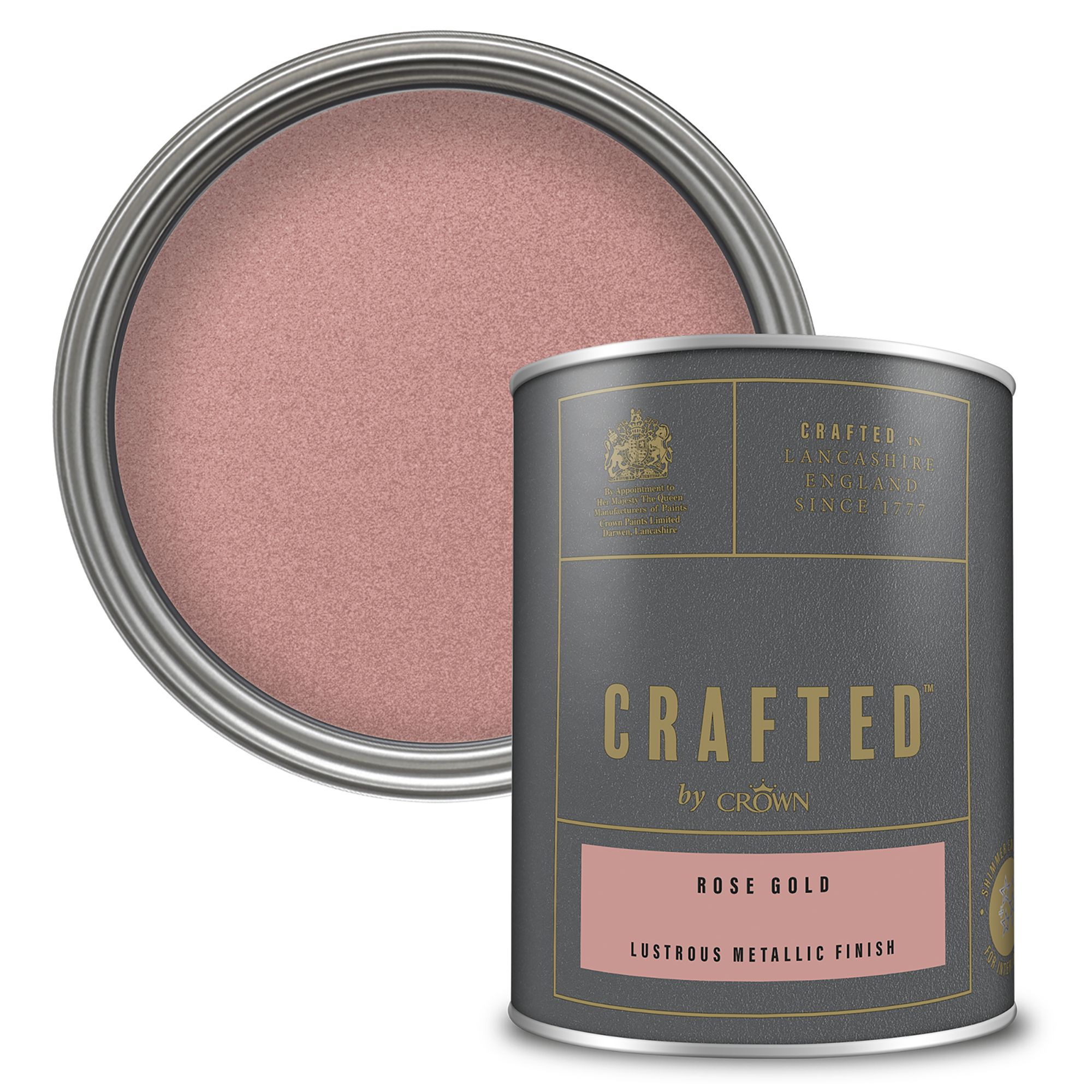 CROWN CRAFTED ROSE GOLD METALLIC EFFECT MULTI-SURFACE EMULSION PAINT, 1.25L