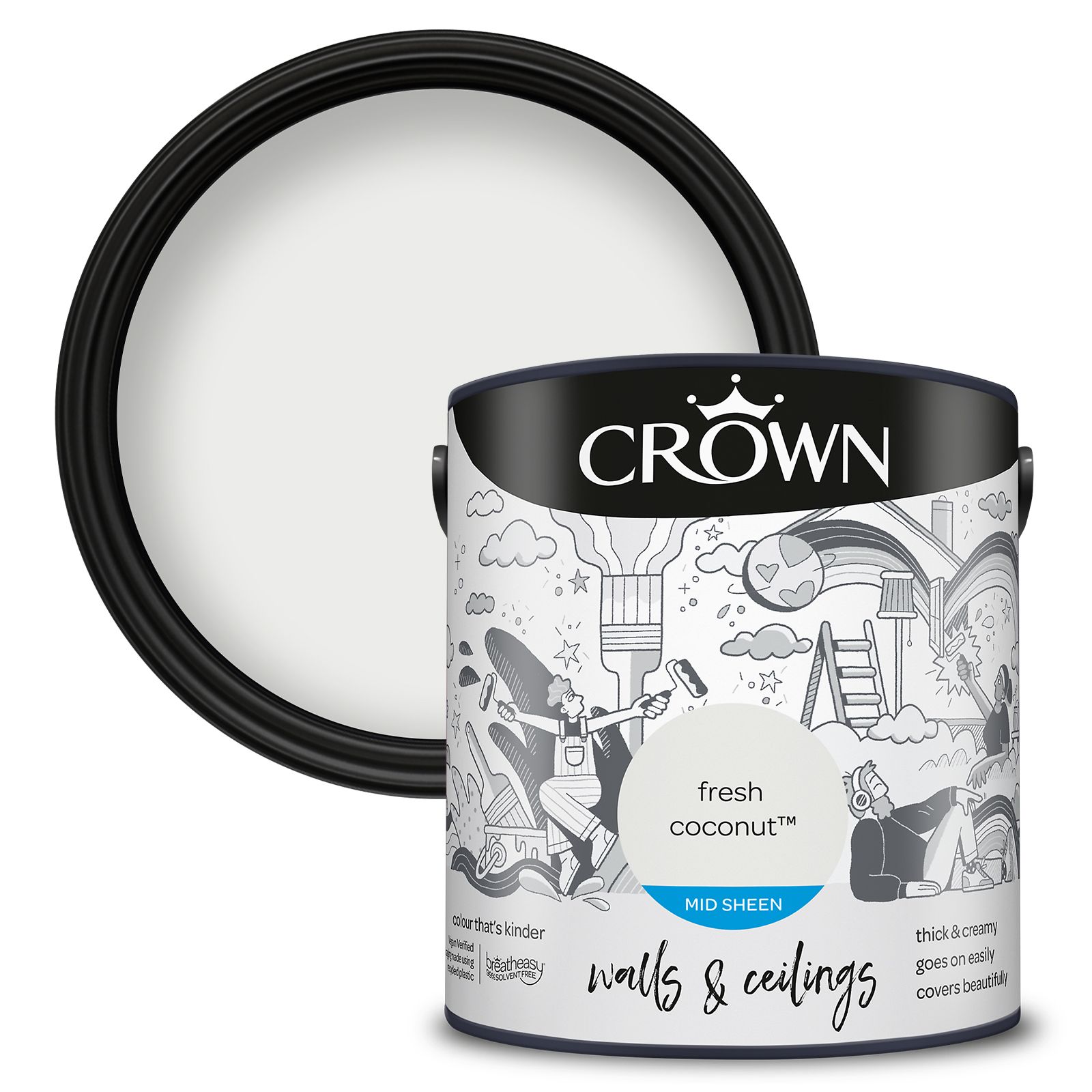 Crown Fresh Coconut Mid sheen Emulsion paint, 2.5L | DIY at B&Q