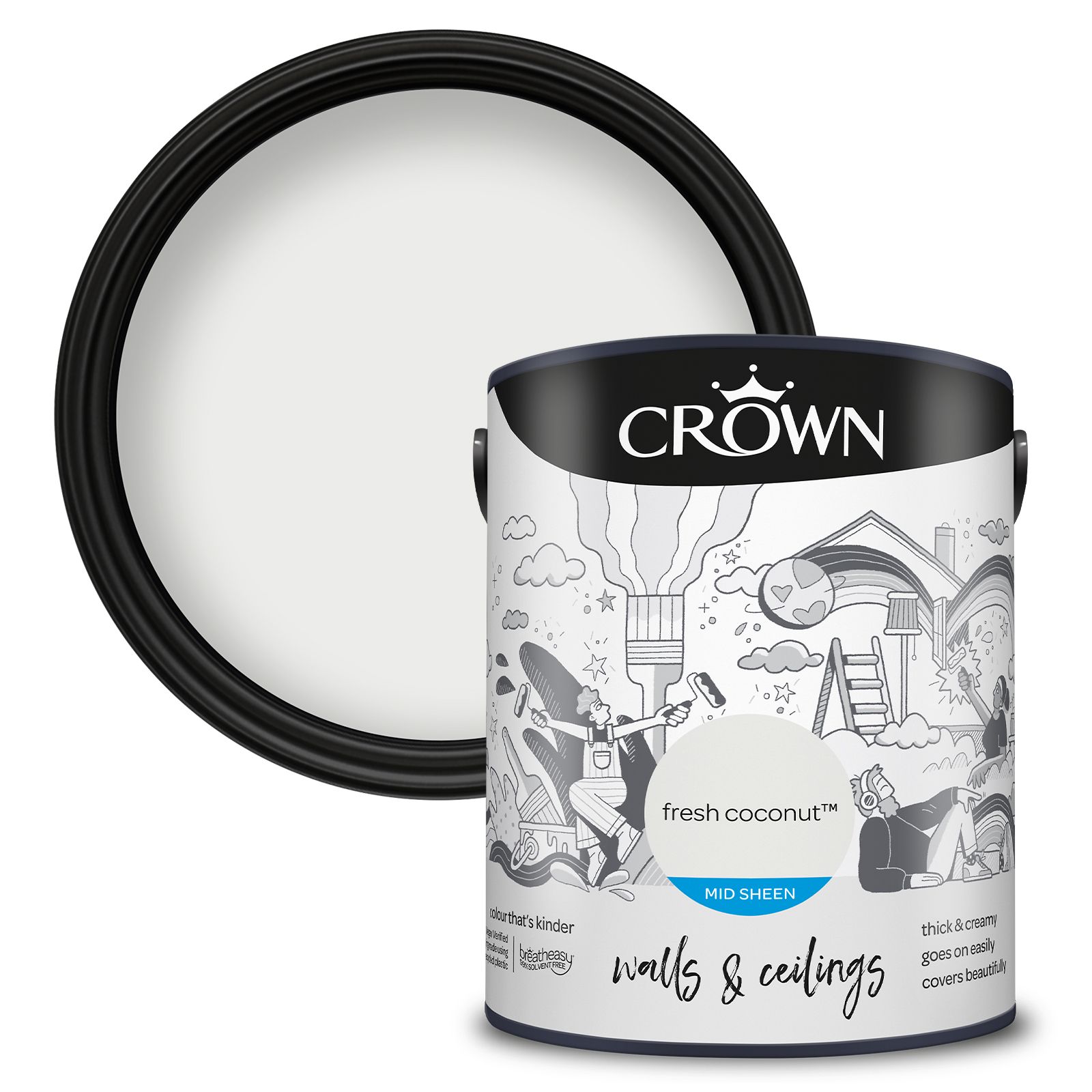 Crown Fresh Coconut Mid sheen Emulsion paint, 5L | DIY at B&Q