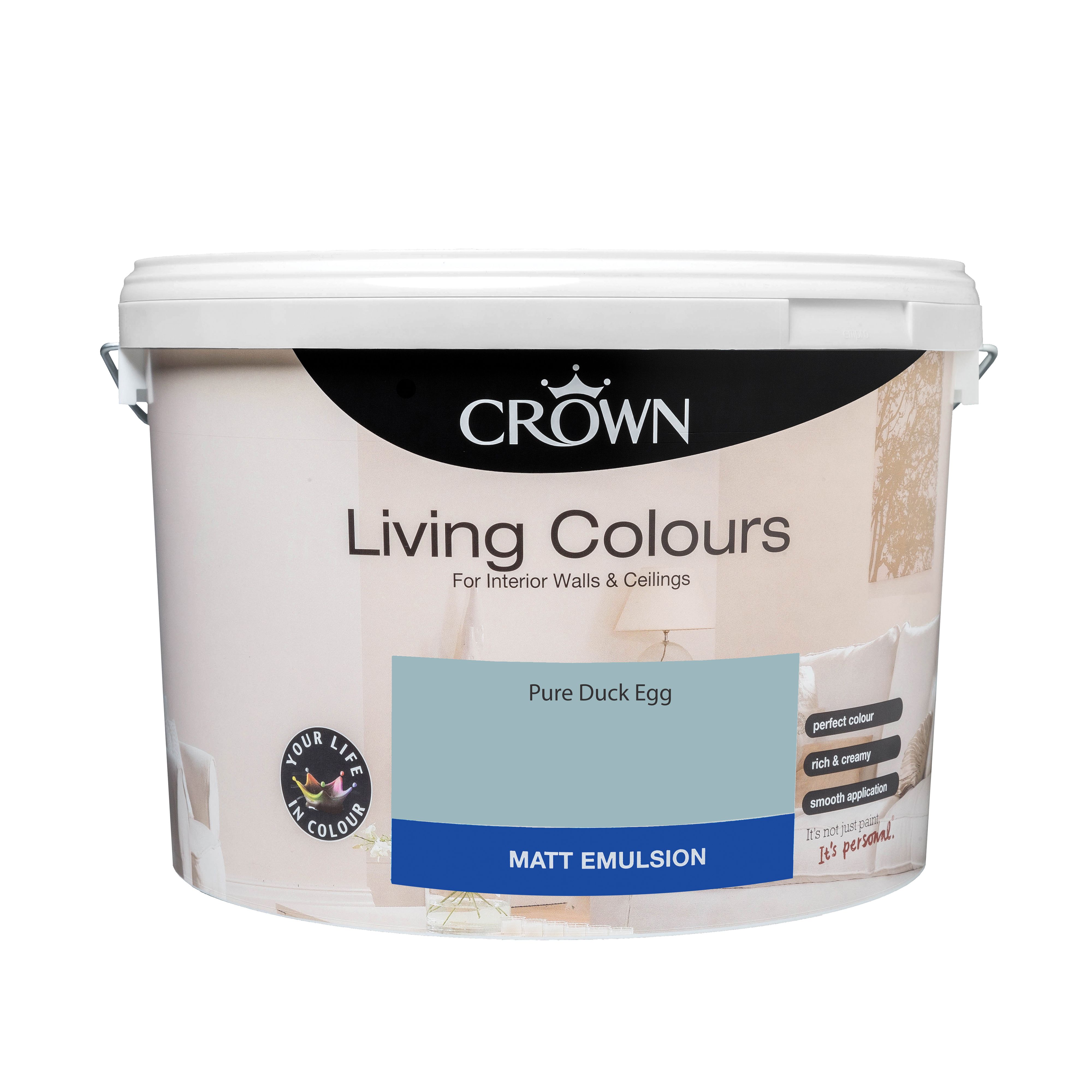 Crown Living Colours Pure duck egg Matt Emulsion paint, 10L