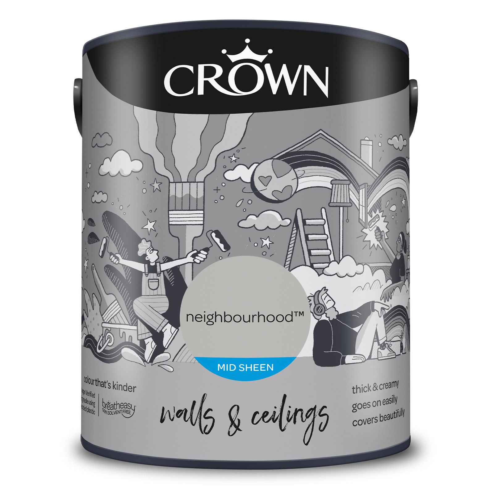 Crown Neighbourhood Mid sheen Emulsion paint, 5L