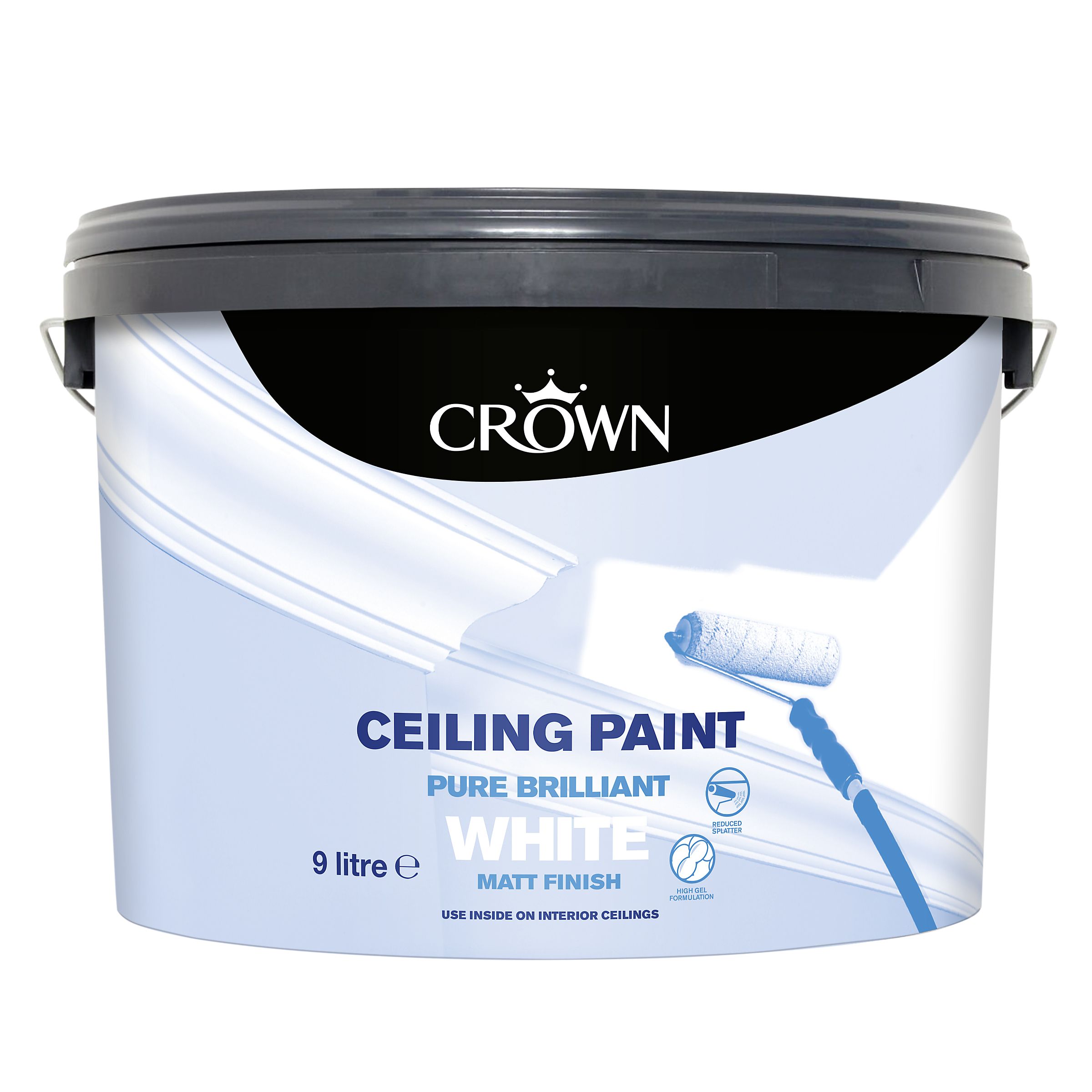 Crown Pure Brilliant White Matt Ceiling Emulsion paint, 9L
