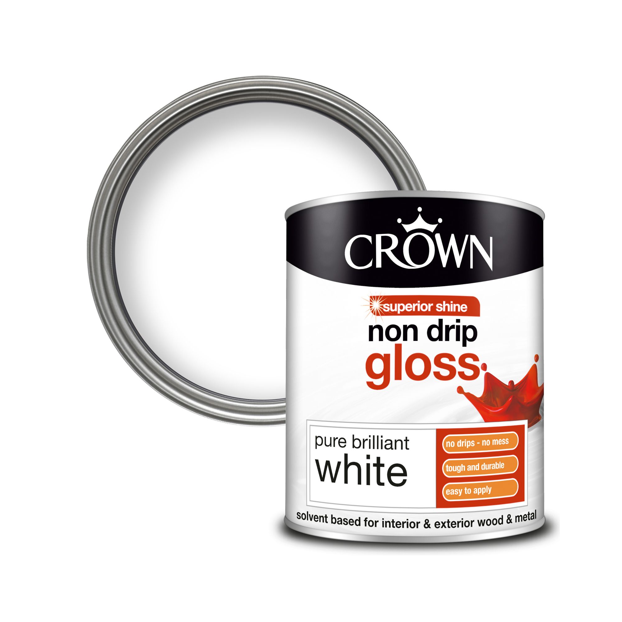 Crown Superior shine White Gloss Paint, 1L | DIY at B&Q