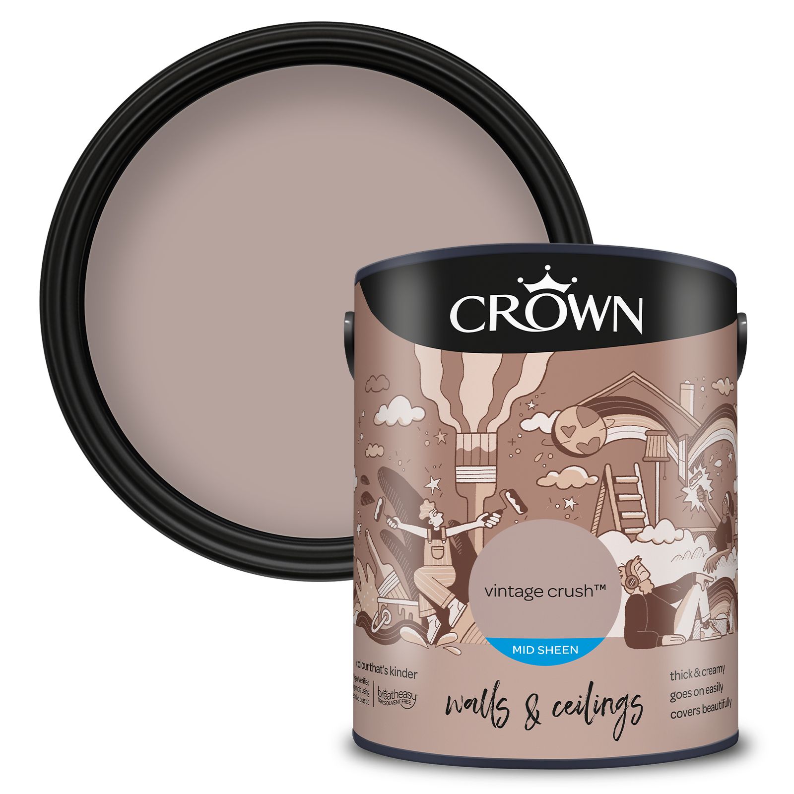 Crown Vintage Crush Mid sheen Emulsion paint, 5L