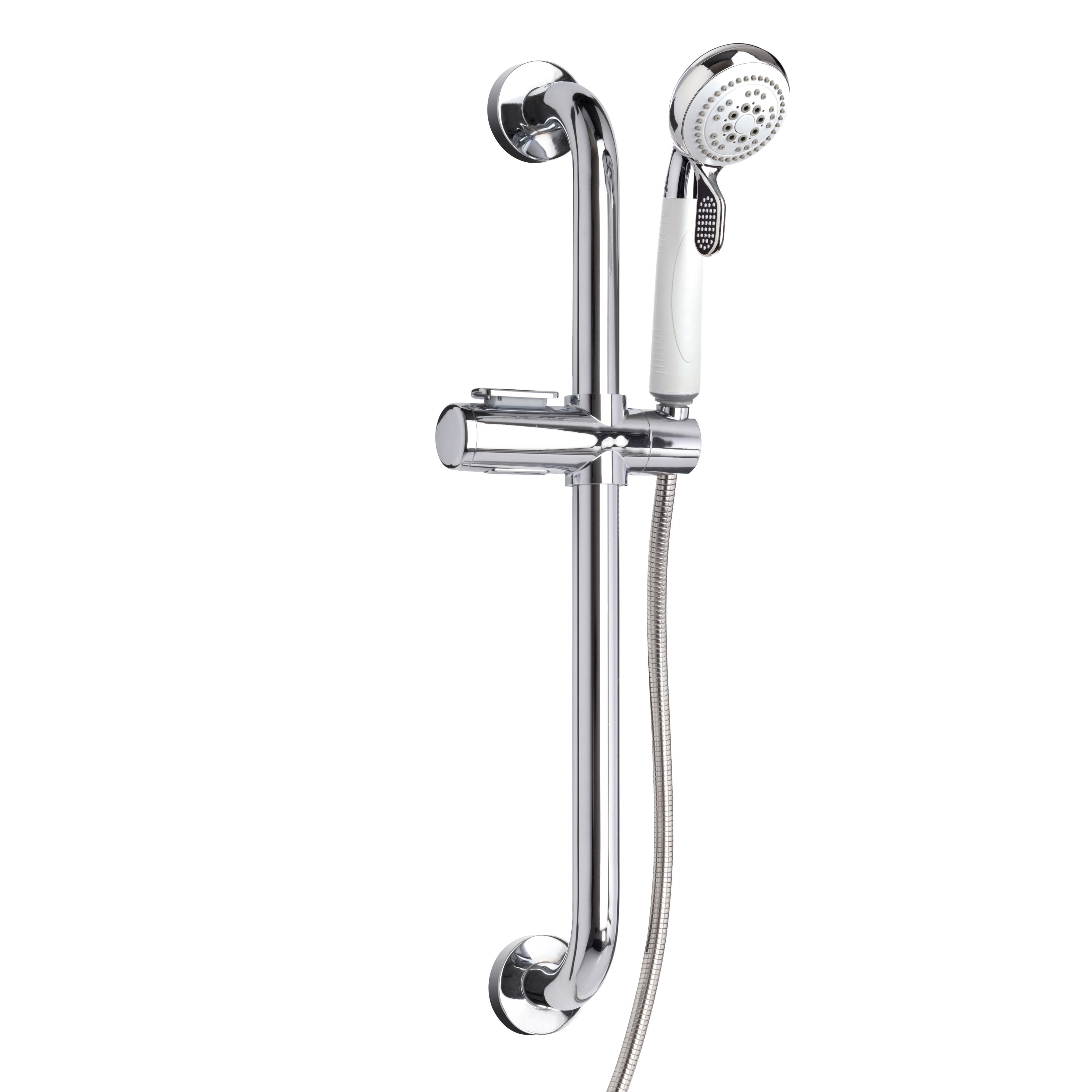 Croydex White Chrome effect Shower riser rail kit