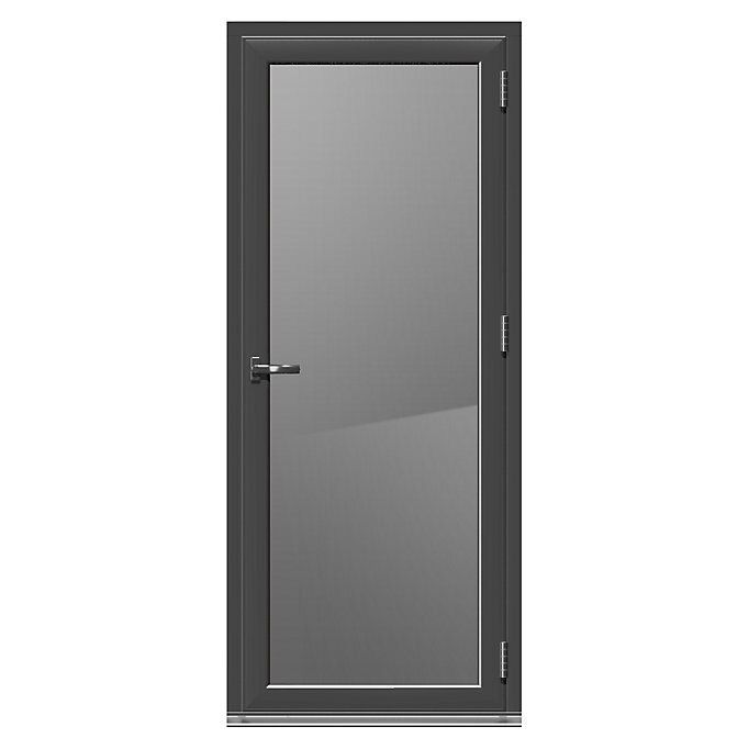 Crystal Glazed Grey External Back door, (H)2104mm (W)920mm at B&Q