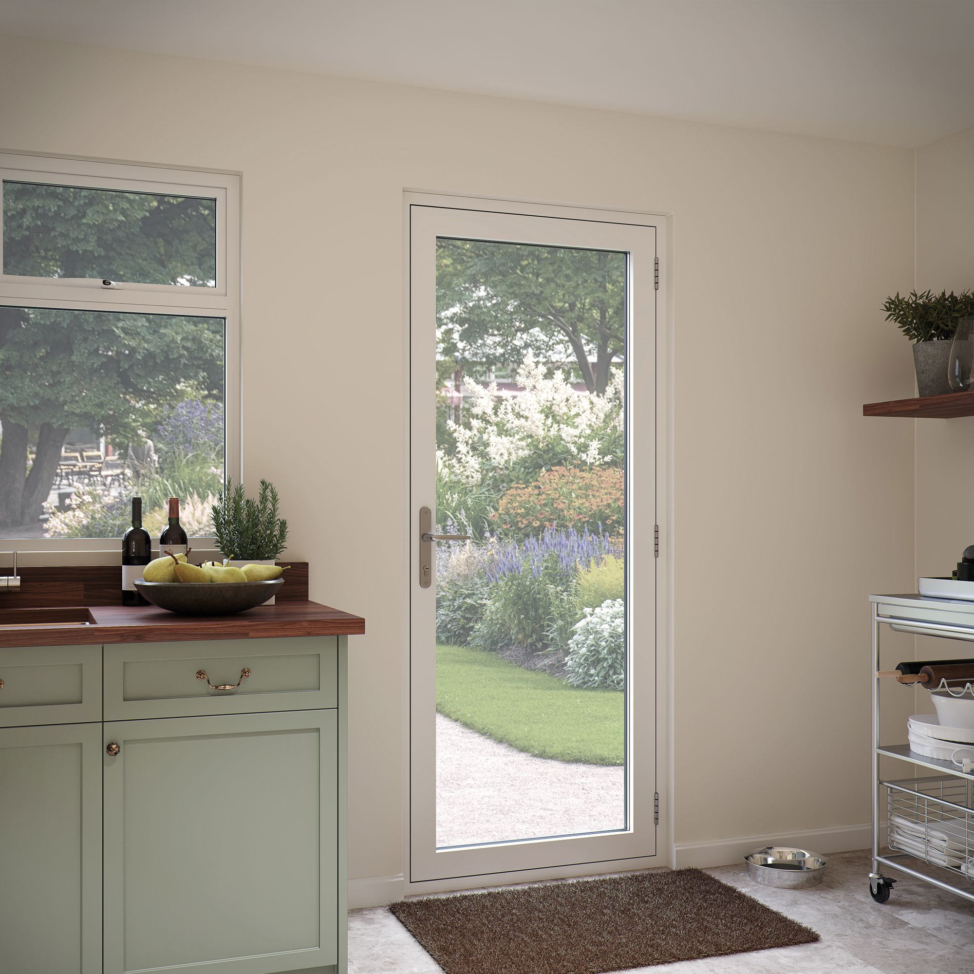 Crystal Glazed Grey External Back door, (H)2104mm (W)920mm