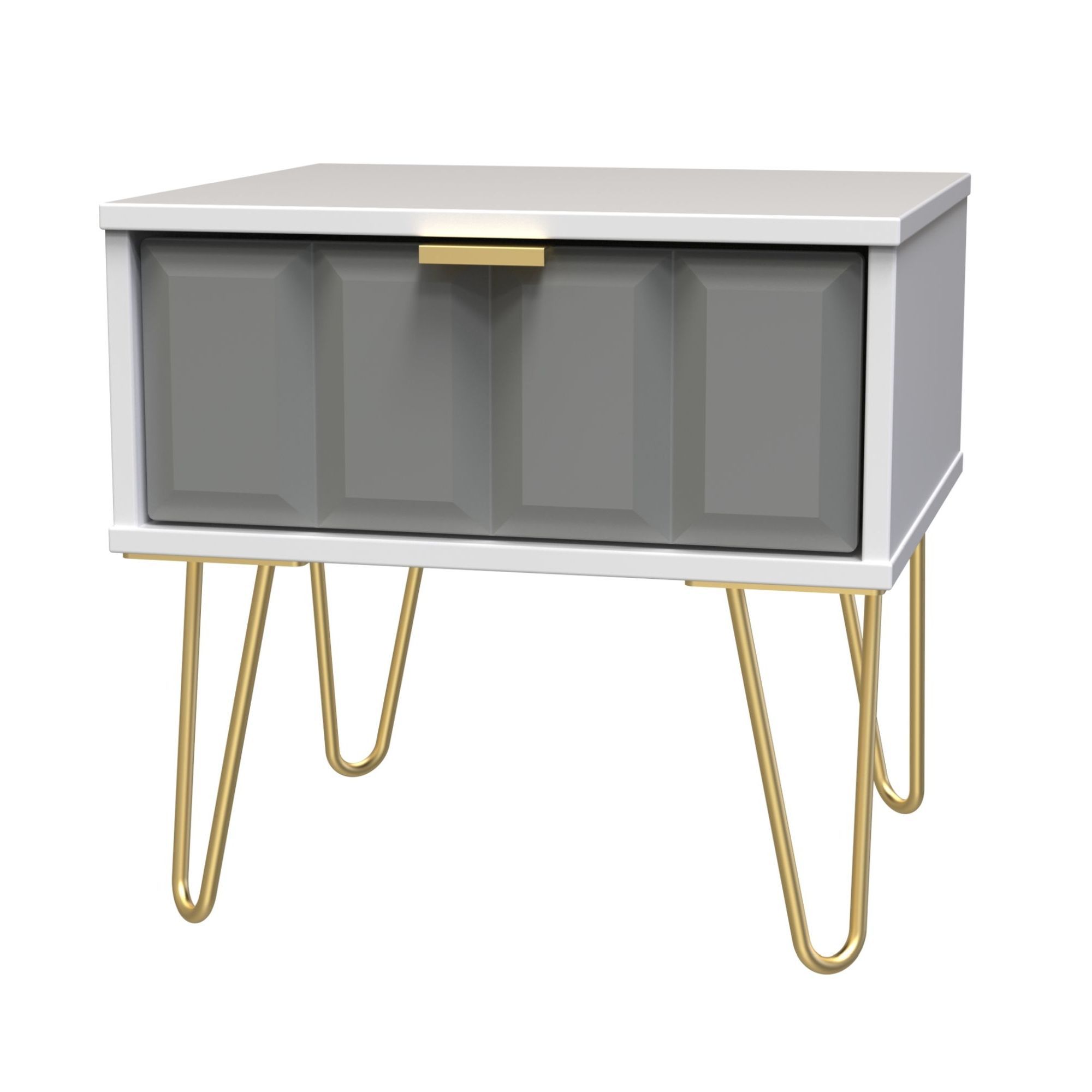 Cube Ready assembled Matt grey & white 1 Drawer Small Side table (H ...