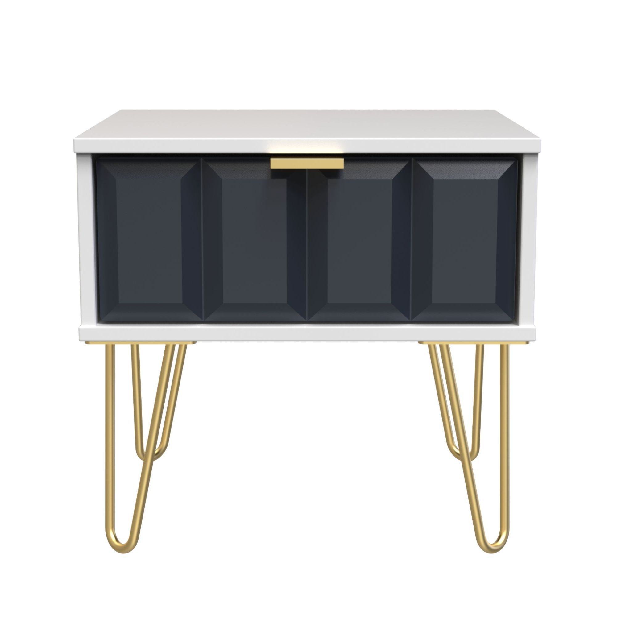Cube Ready assembled Matt indigo & white 1 Drawer Small Side table (H ...
