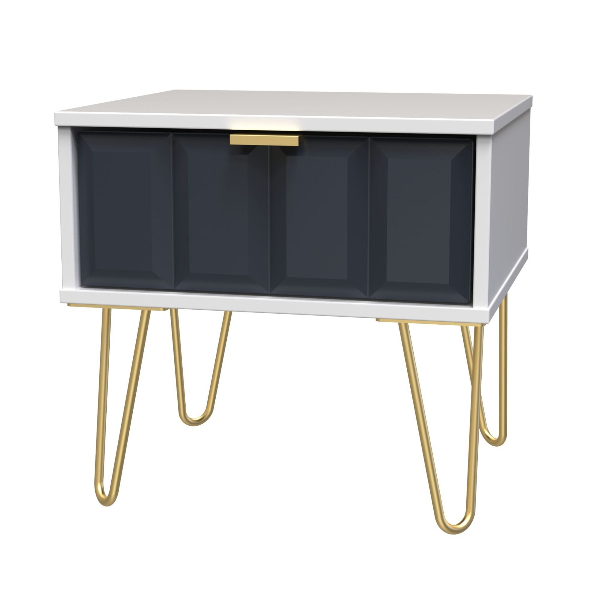 Cube Ready assembled Matt indigo & white 1 Drawer Small Side table (H ...