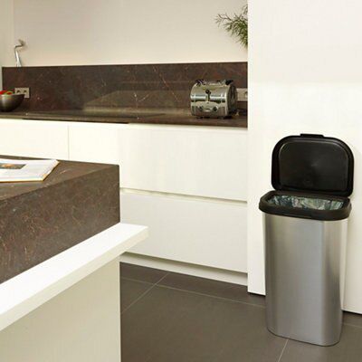 Curver Mistral Chrome effect Plastic Swing Bin - 50L