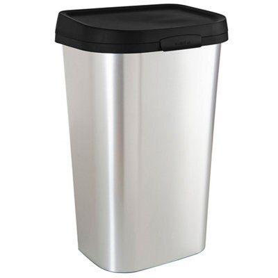 Curver Mistral Chrome effect Plastic Swing Bin - 50L | DIY at B&Q