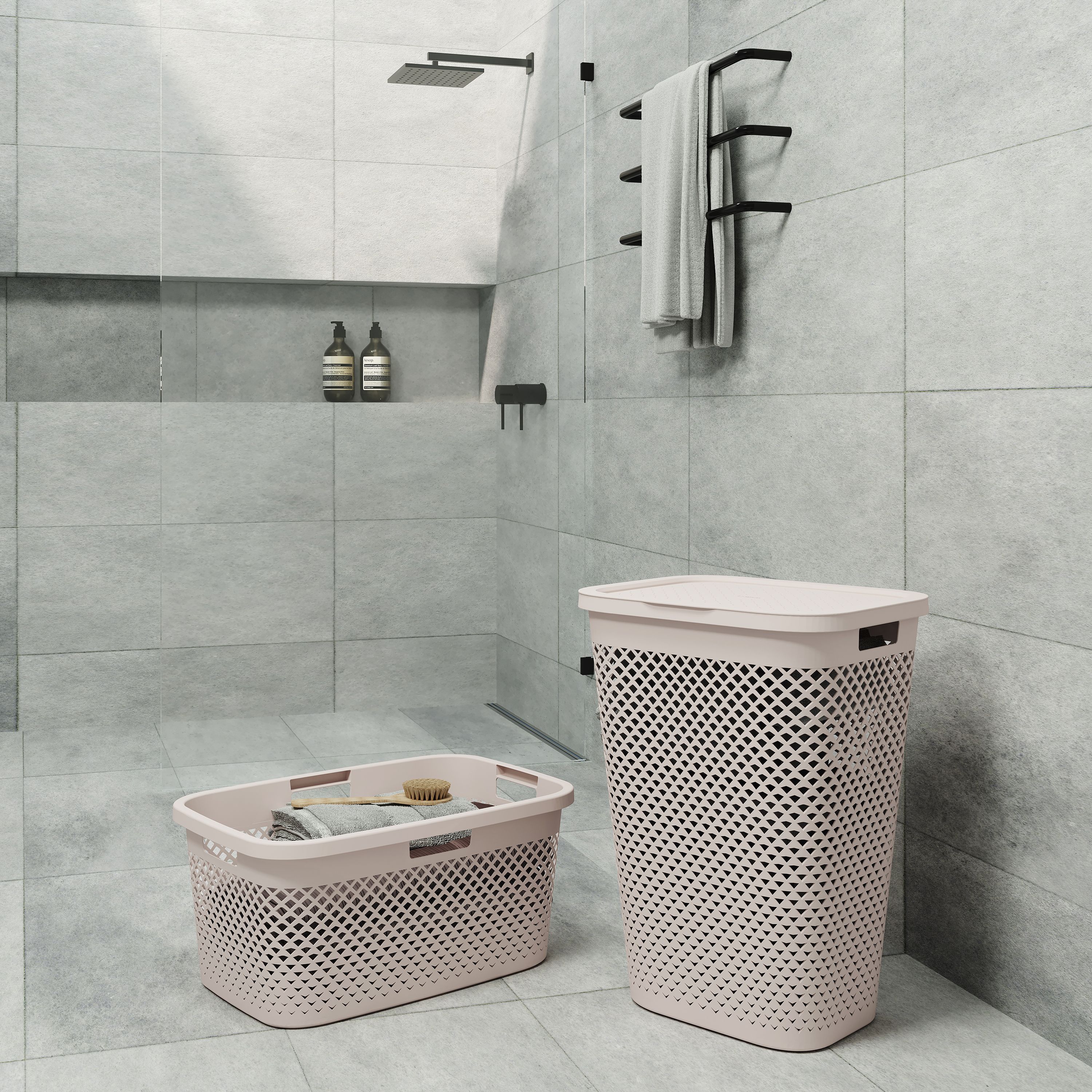 Curver Pure Oasis White Plastic Laundry basket, 47L