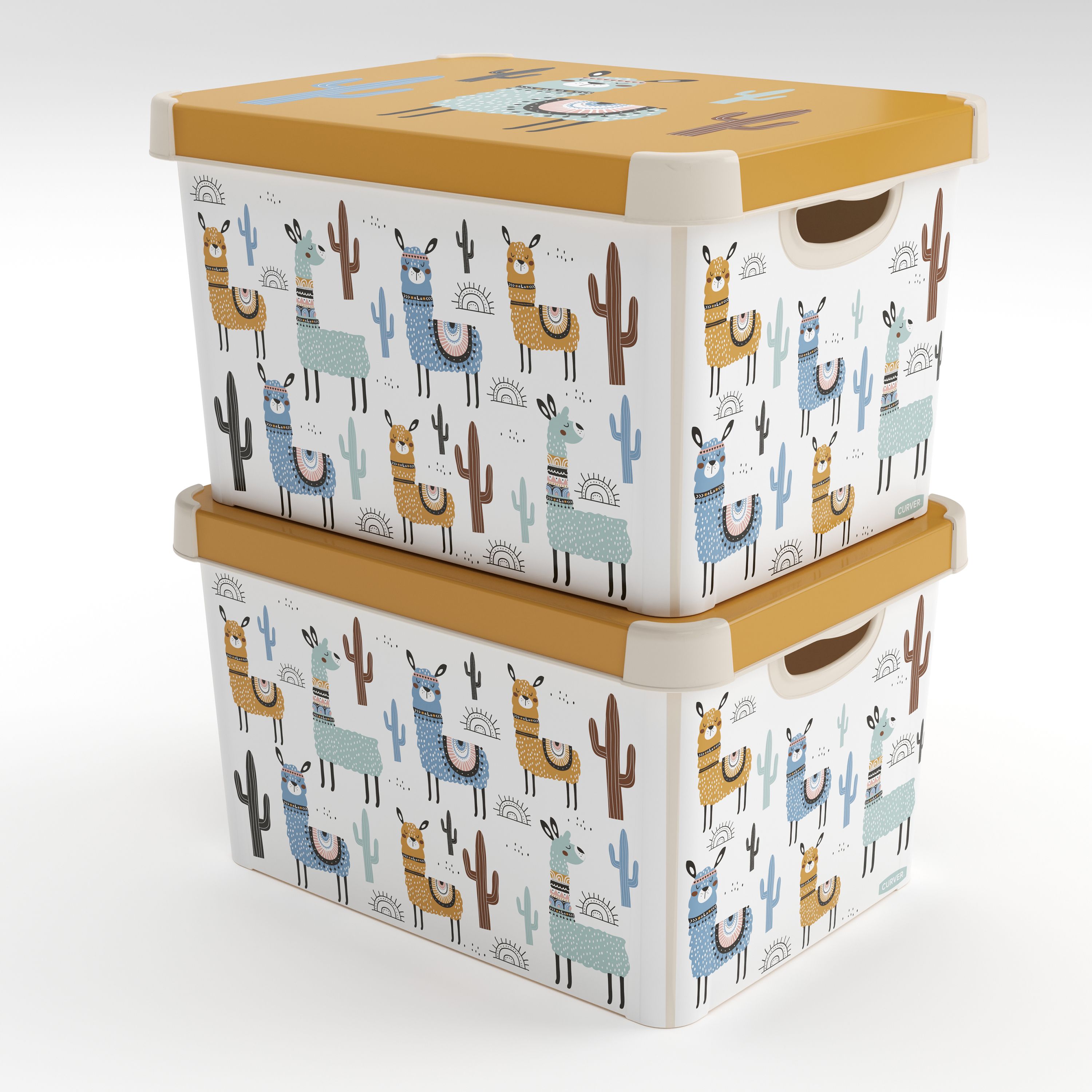 Curver Stockholm White & Orange Llama 22L Large Stackable Storage box ...