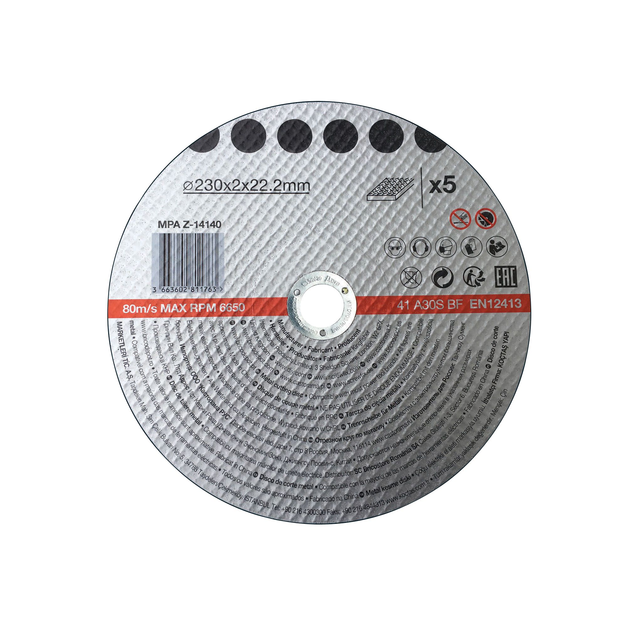 Cutting disc (Dia)230mm, Pack of 5 | DIY at B&Q