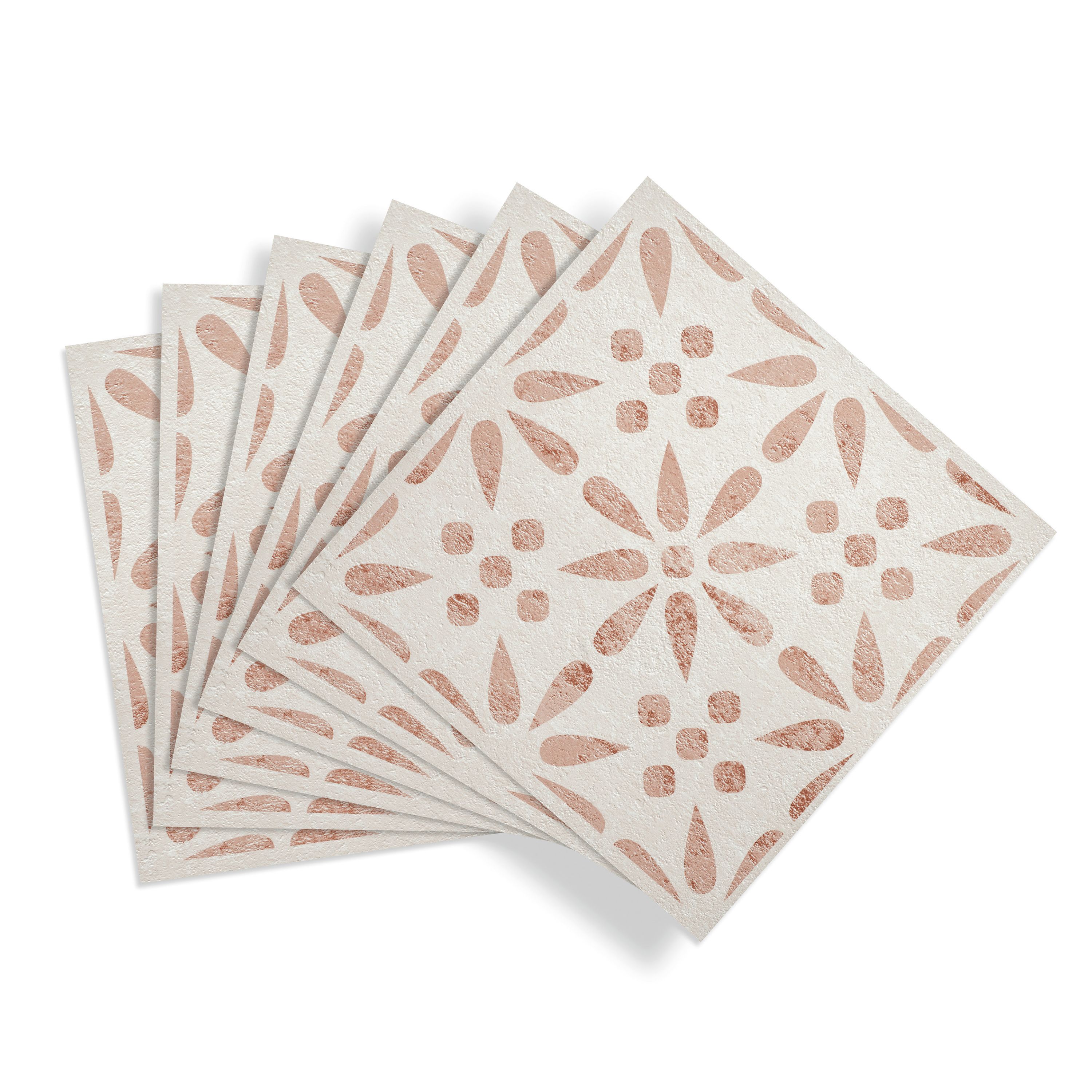D-C-Fix Beige Vintage Flowers Tile effect Self-adhesive Vinyl tile, 1m²