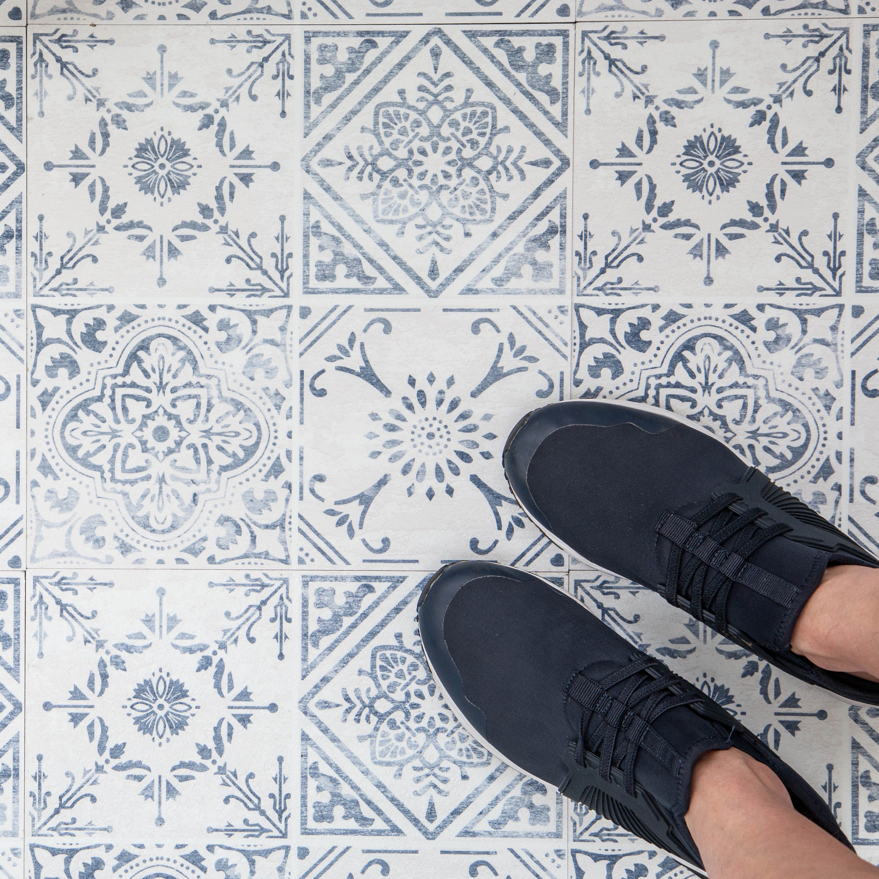 D-C-Fix Blue & White Vintage Tile effect Self-adhesive Vinyl tile, 1.2m²