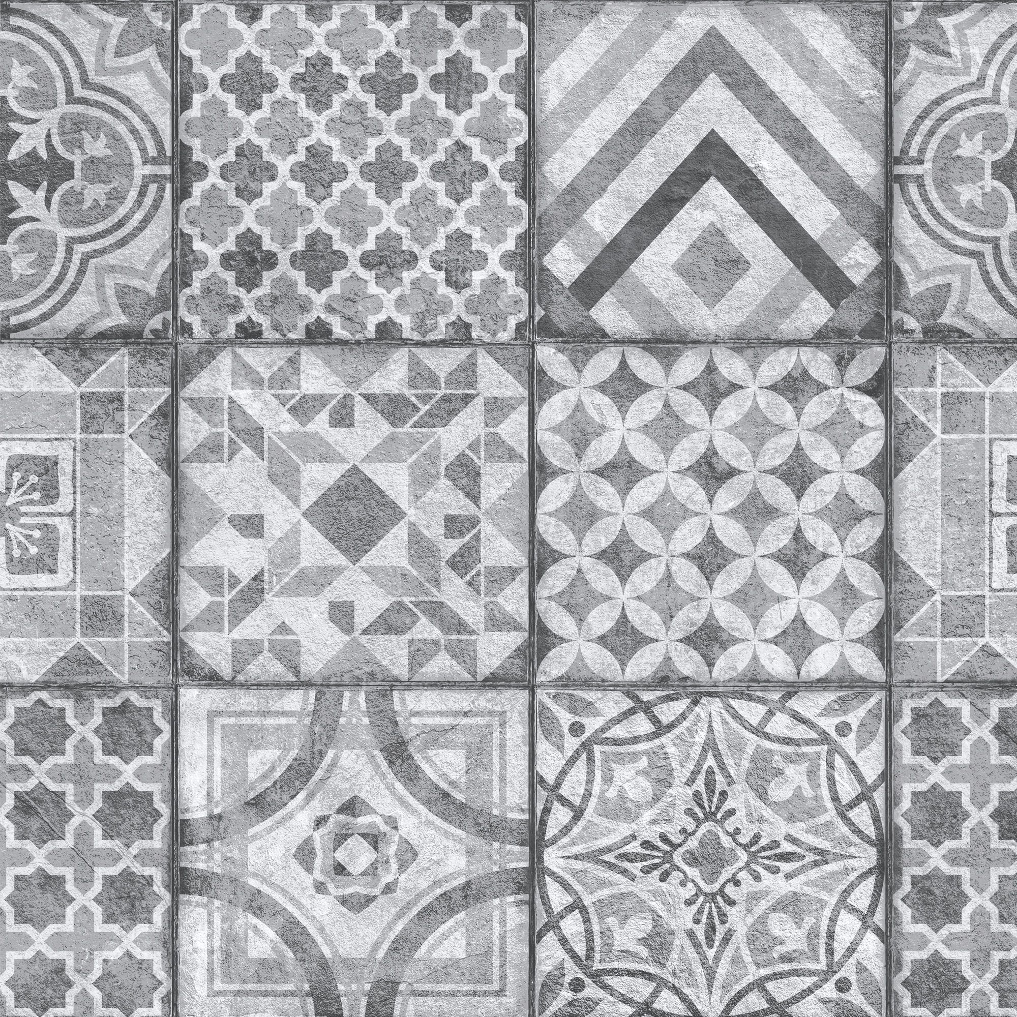 D-C-Fix Gloss Grey Tile effect Self-adhesive film (L)1.5m (W)675mm ...