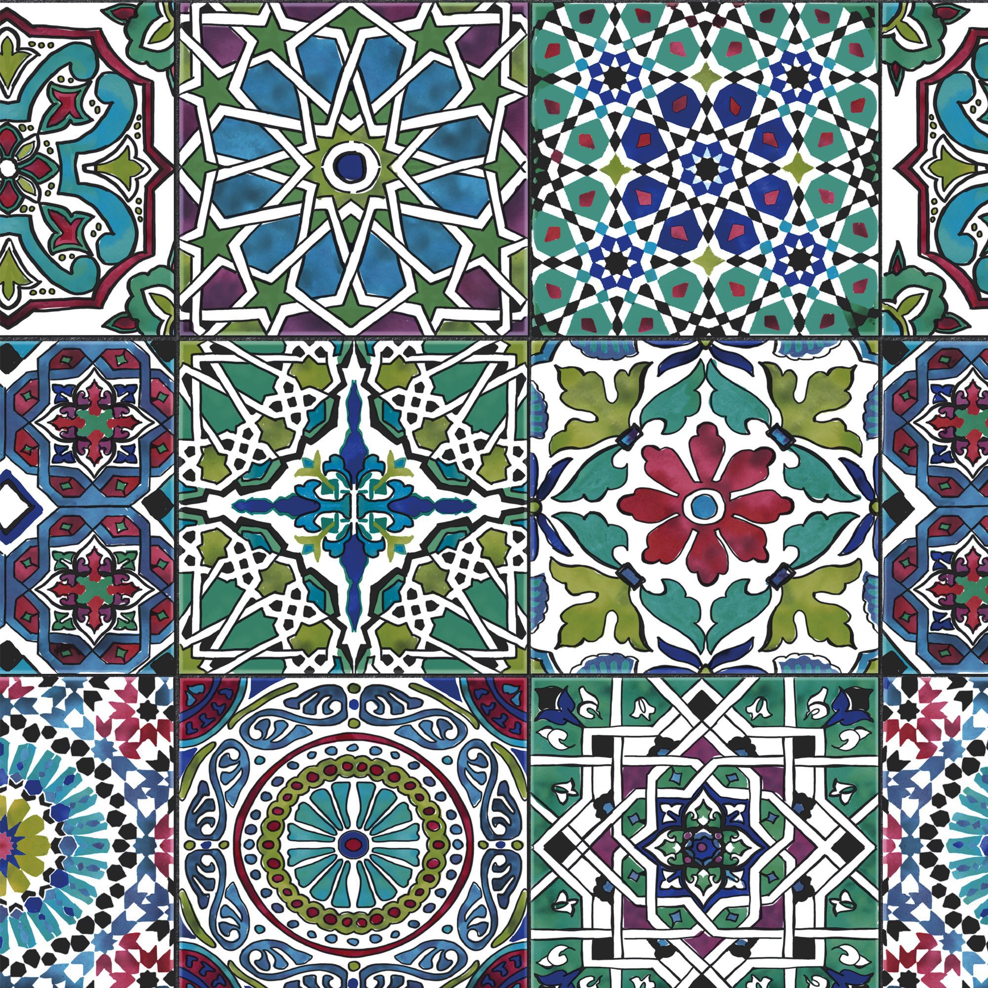 D-C-Fix Gloss Multicolour Tile effect Self-adhesive film (L)1.5m (W ...