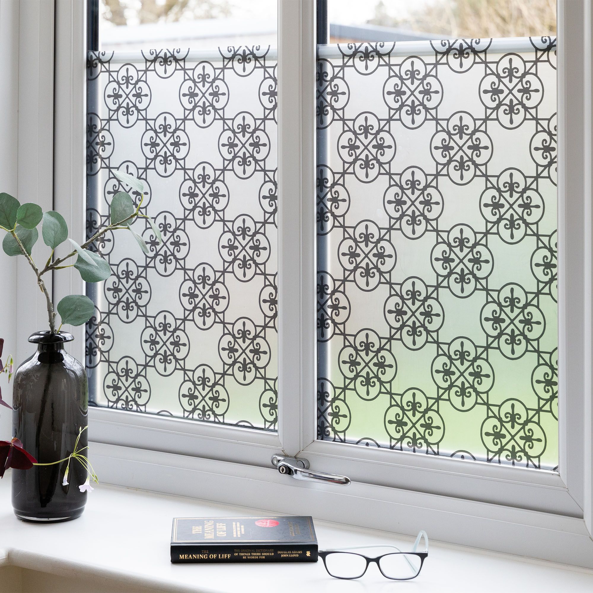 D-C-Fix Mid sheen Black & Transparent Window privacy film (L)1.5m (W)450mm