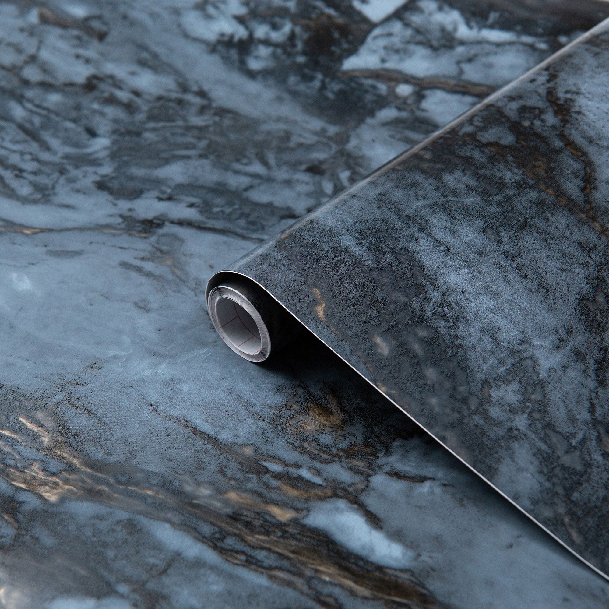 D-C-Fix Mid sheen Navy & gold Marble effect Vinyl Self-adhesive film (L ...