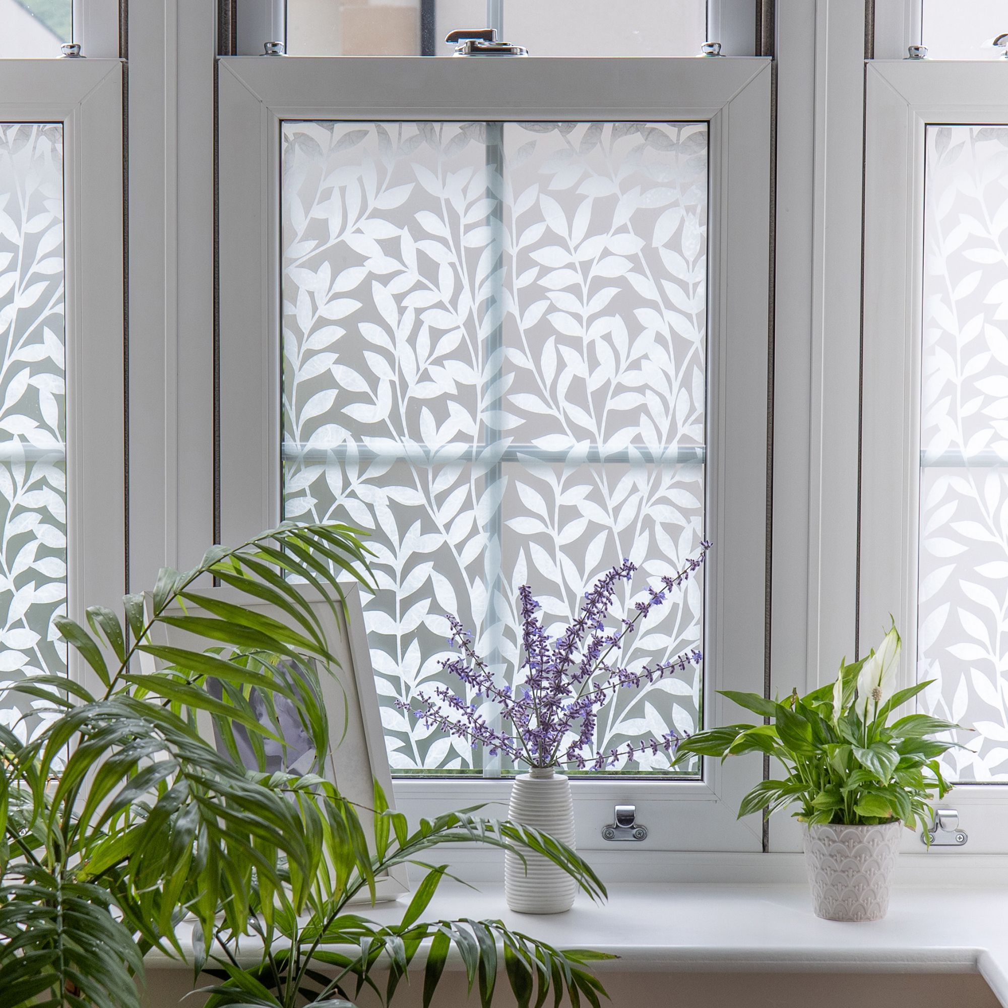 D-C-Fix White Leaves Window film, (L)1.5m (W)0.45m | DIY at B&Q