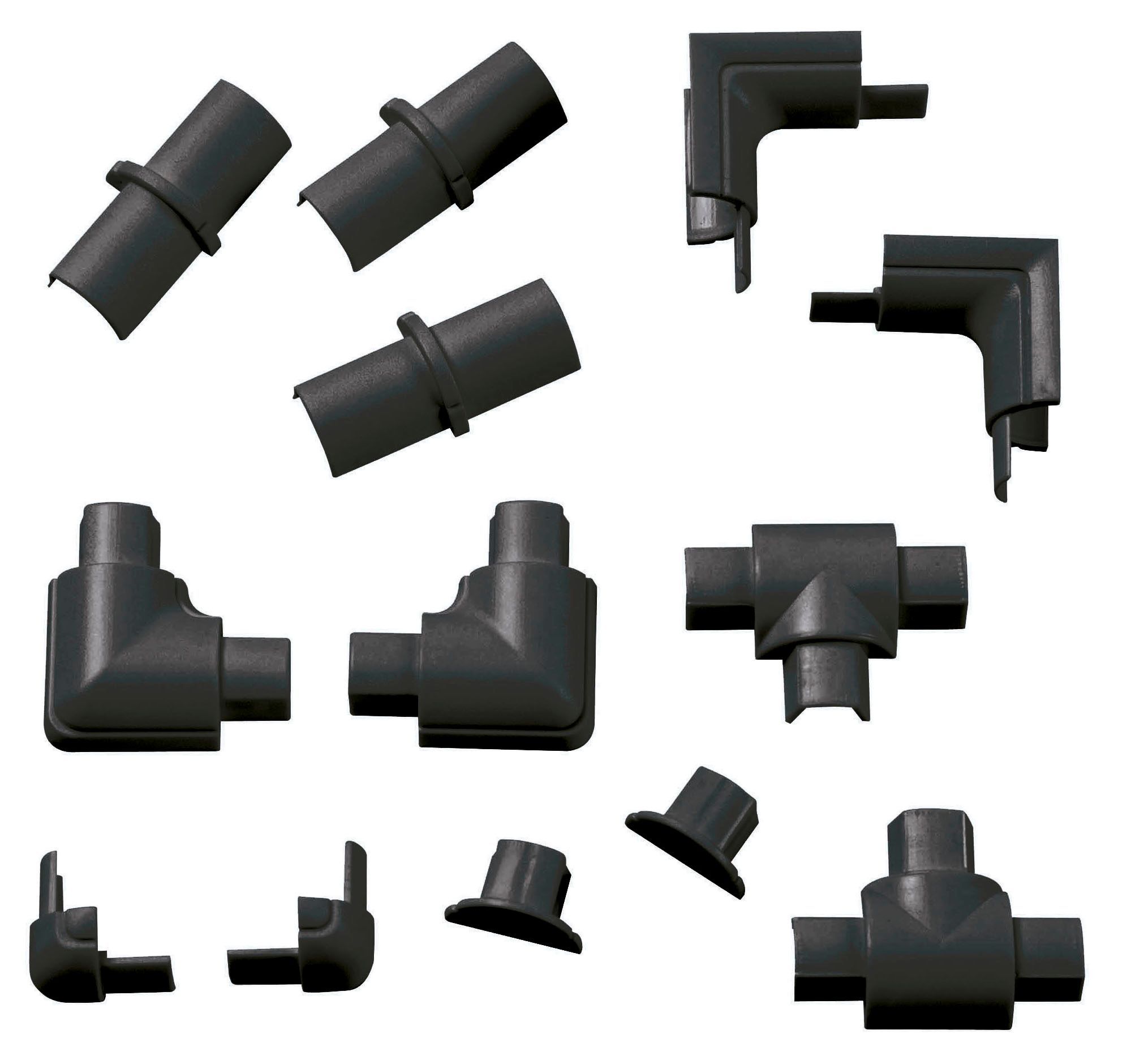 D-Line Black Micro 13 Piece Trunking kit (D)8mm, (W)16mm | DIY at B&Q