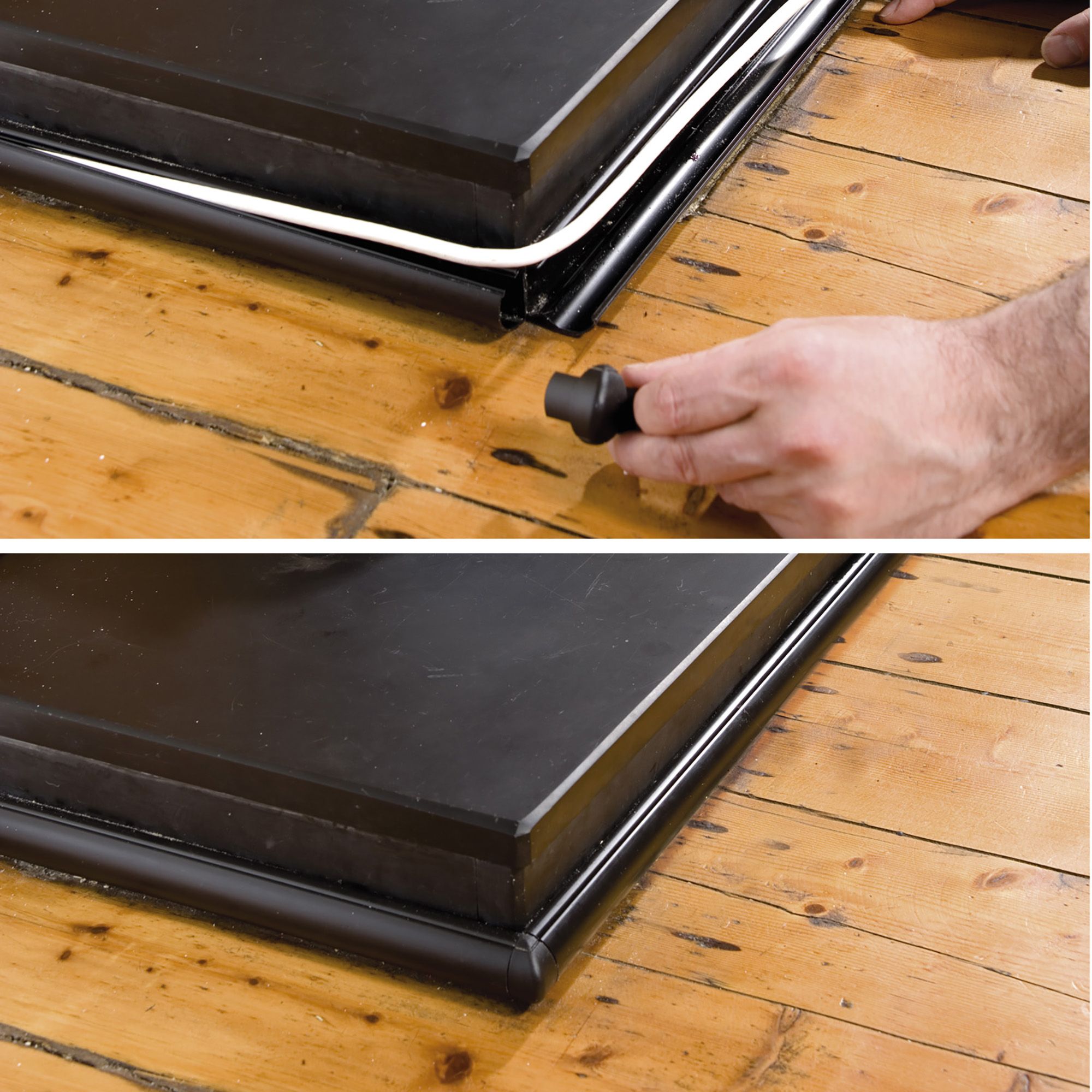 D-Line Black Semi-circle Mini trunking, (W)30mm (L)1m (H)15mm