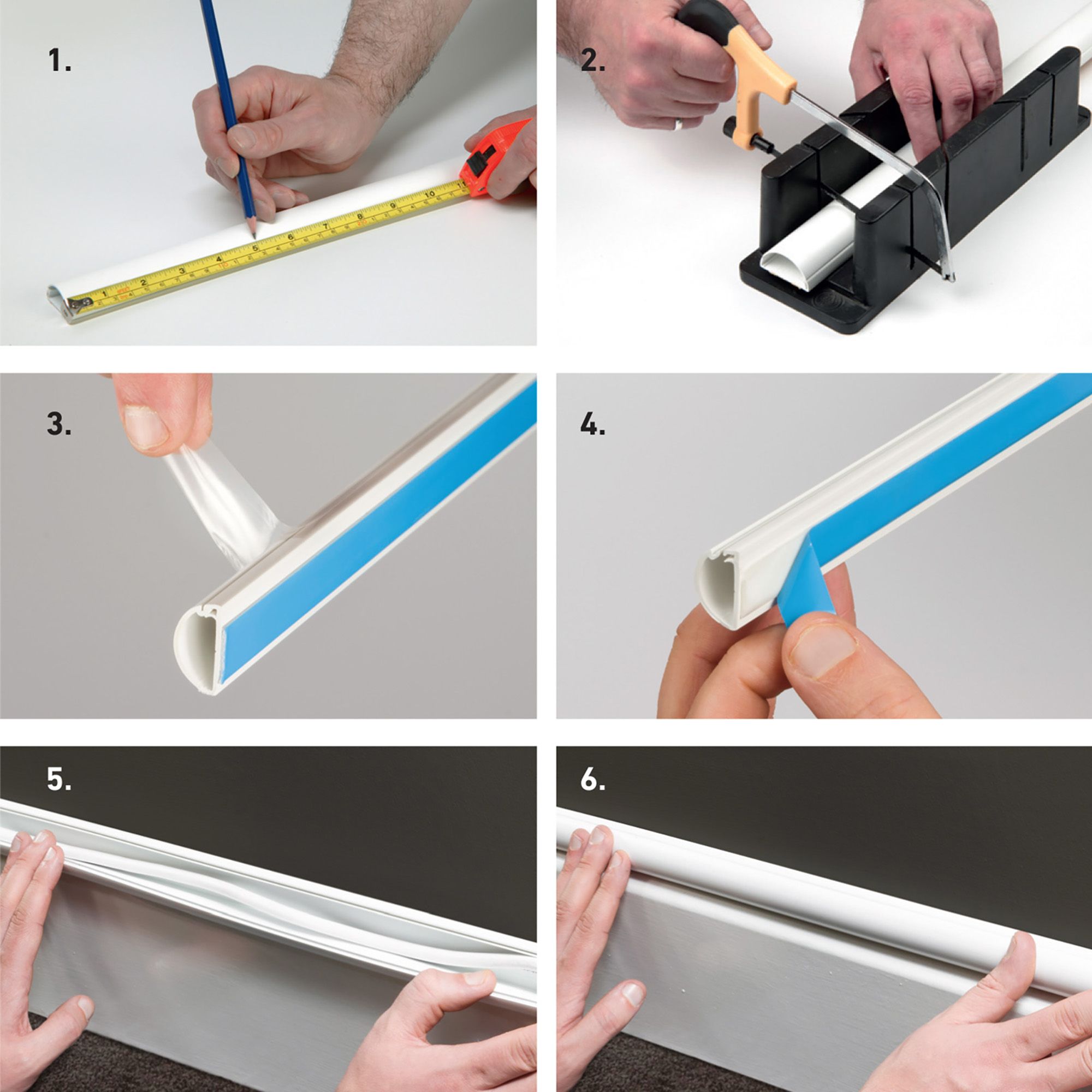D-Line Black Semi-circle Mini trunking, (W)30mm (L)1m (H)15mm