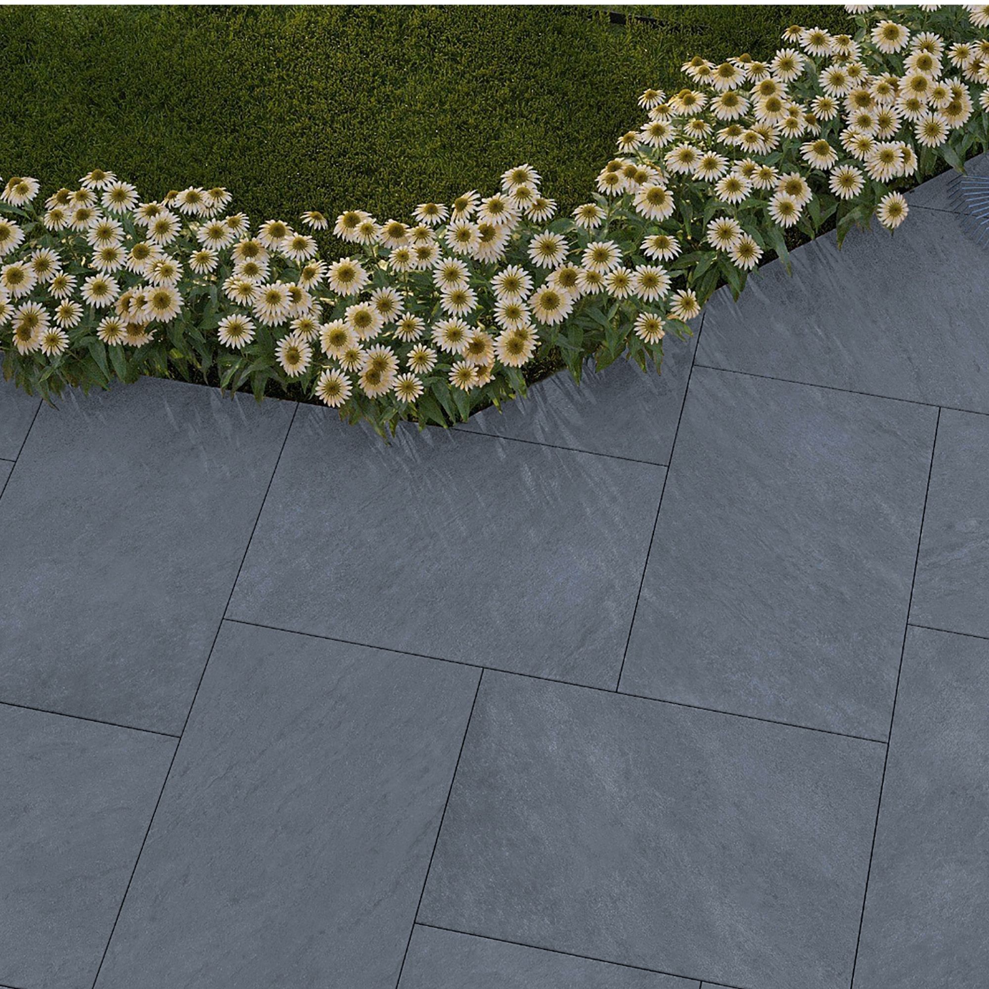 Dakota Grey Matt Stone effect Porcelain Outdoor Floor Tile, Pack of 2 ...