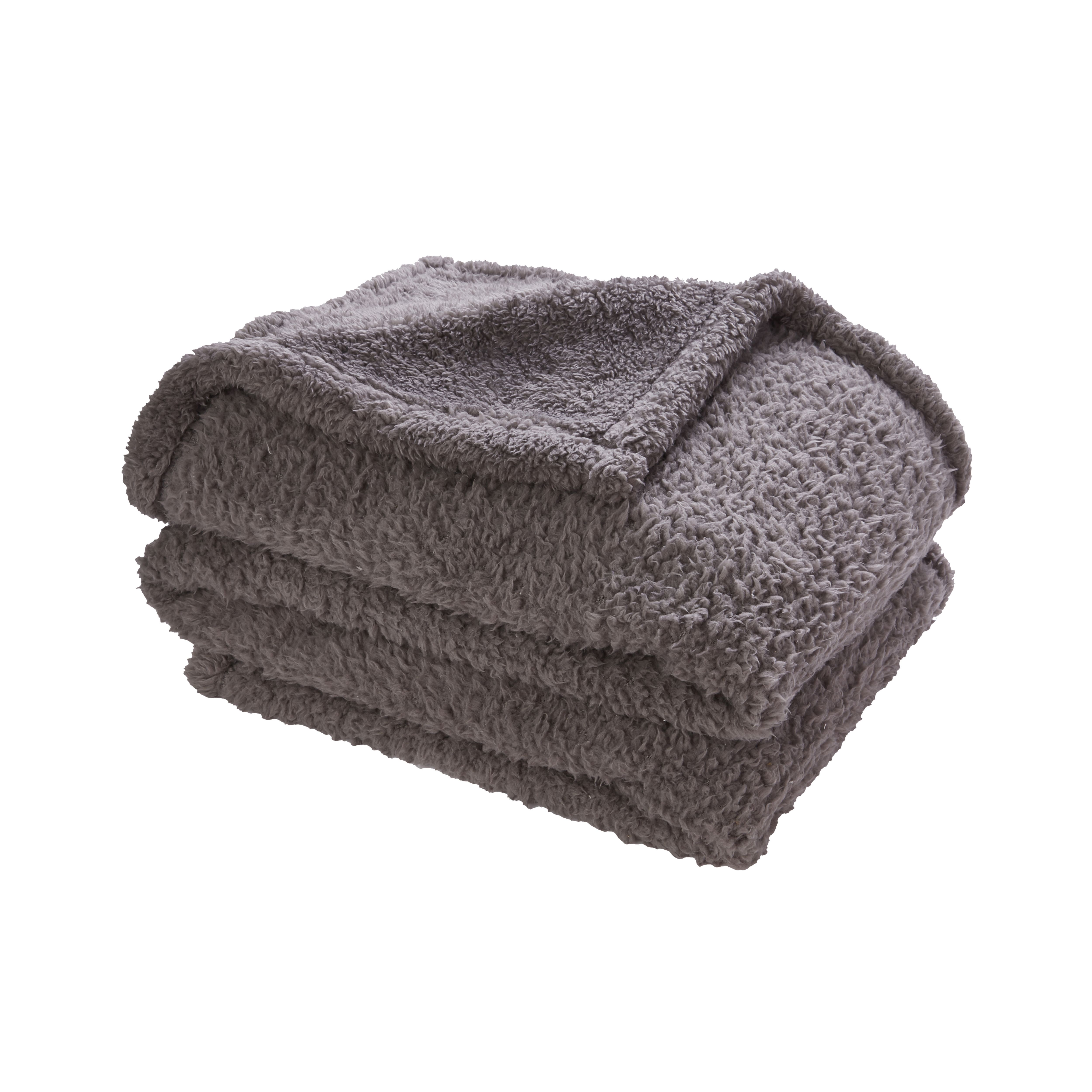 Dark grey Teddy Fleece Throw | DIY at B&Q
