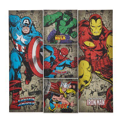 DC comics Retro Multicolour Canvas art, Pack of 5 | DIY at B&Q