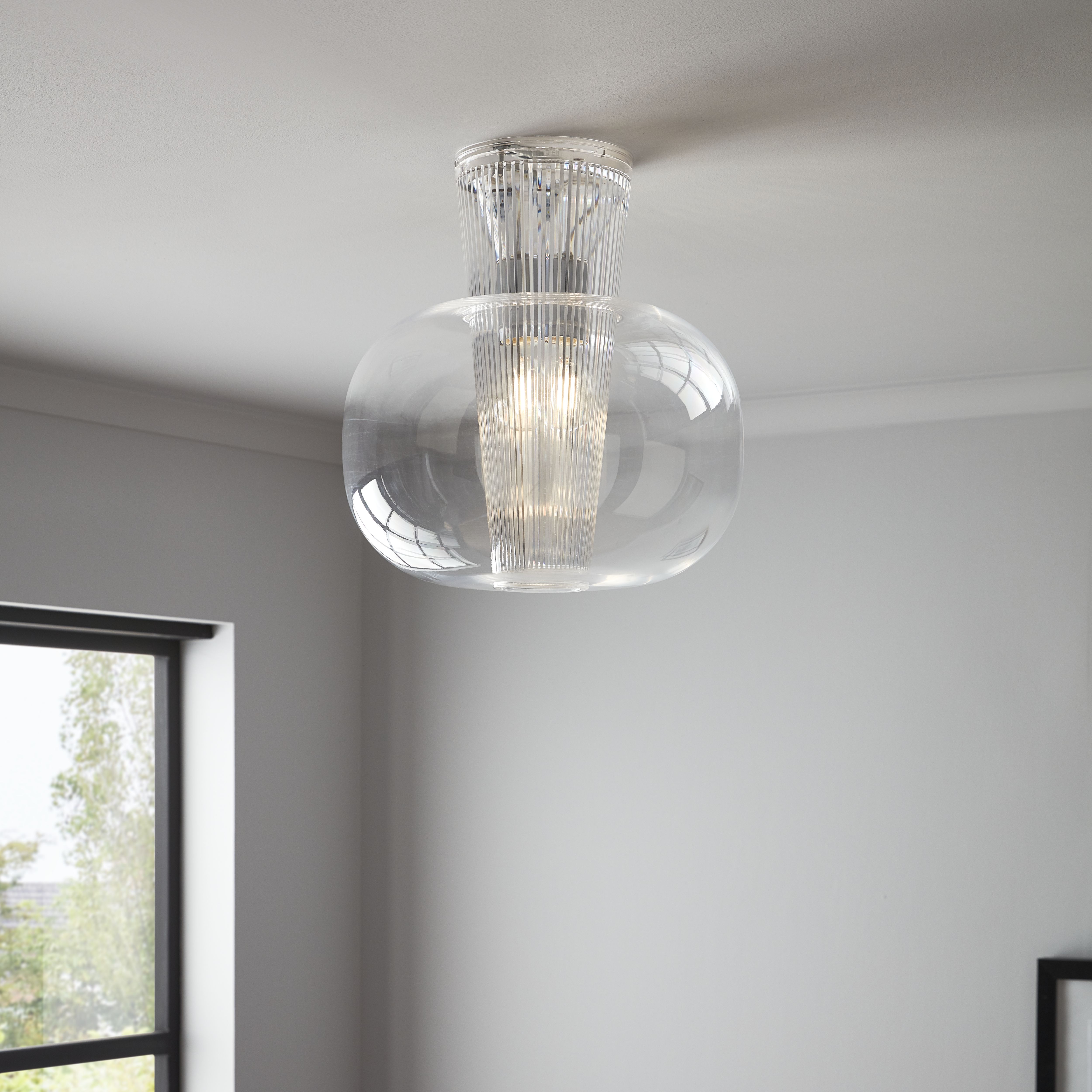 Delmez Transparent Pendant ceiling light, (Dia)345mm | DIY at B&Q