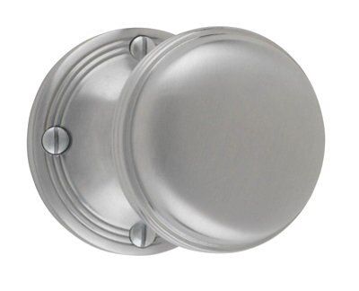 Dempsey & Locke Satin Grey Chrome effect Brass Round Door knob (Dia ...