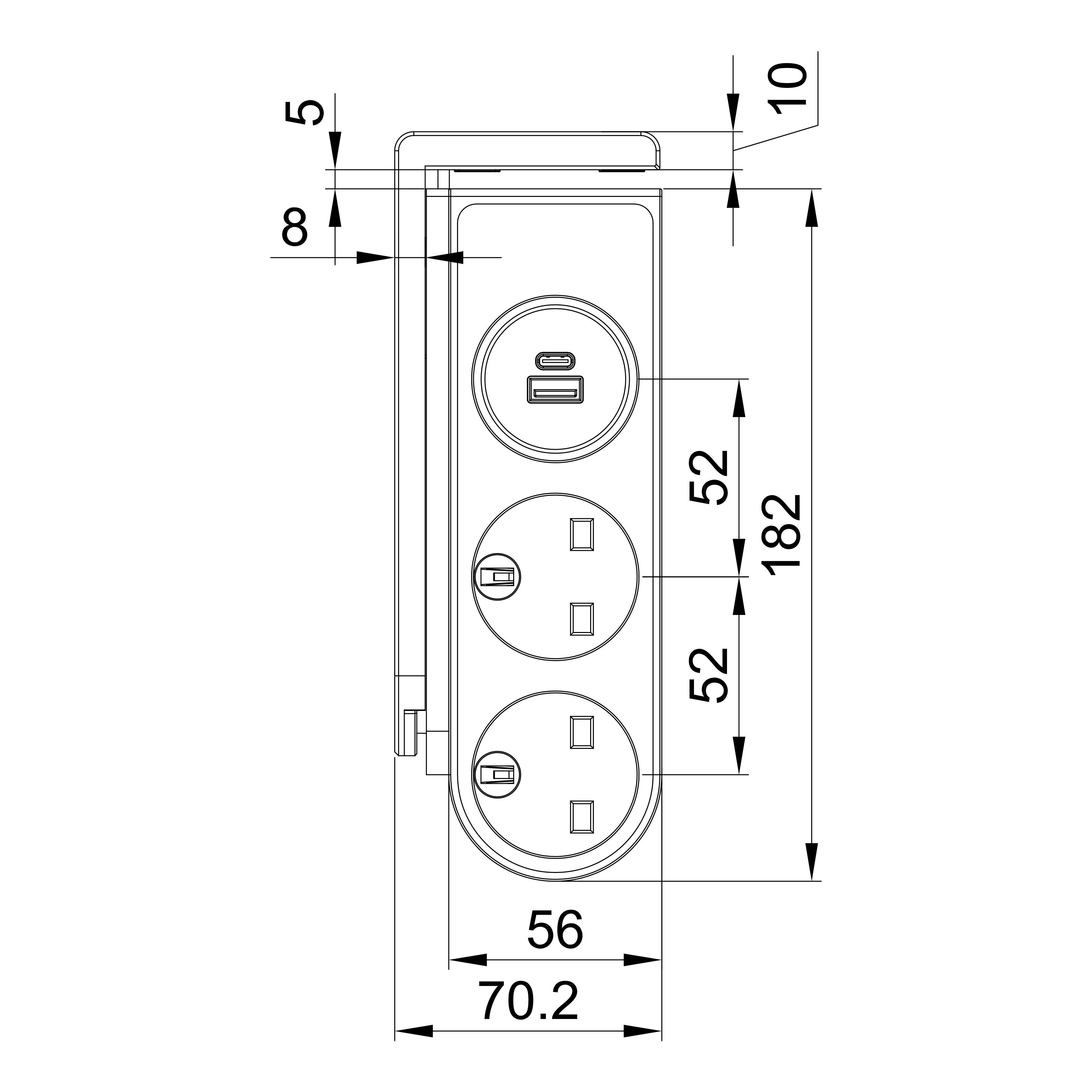 Deta Black 13A 2 socket Travel extension lead with USB, 1.5m