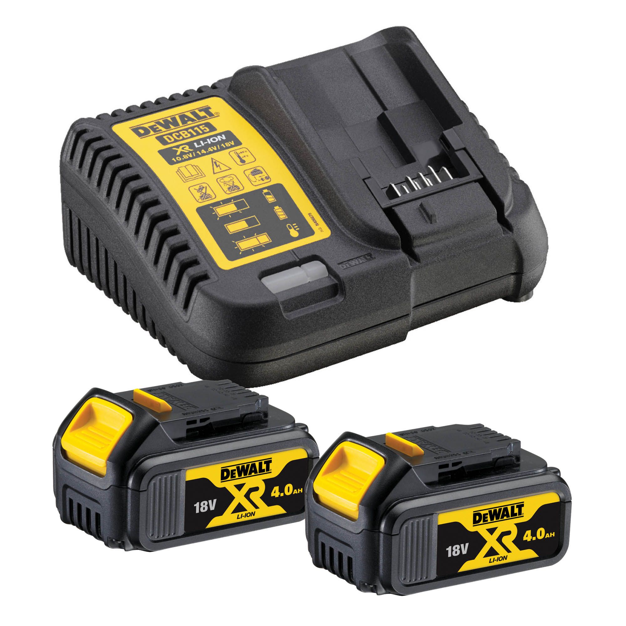 DeWalt 18V 4Ah Li-ion XR Battery & charger - DCB115M2-GB | DIY at B&Q