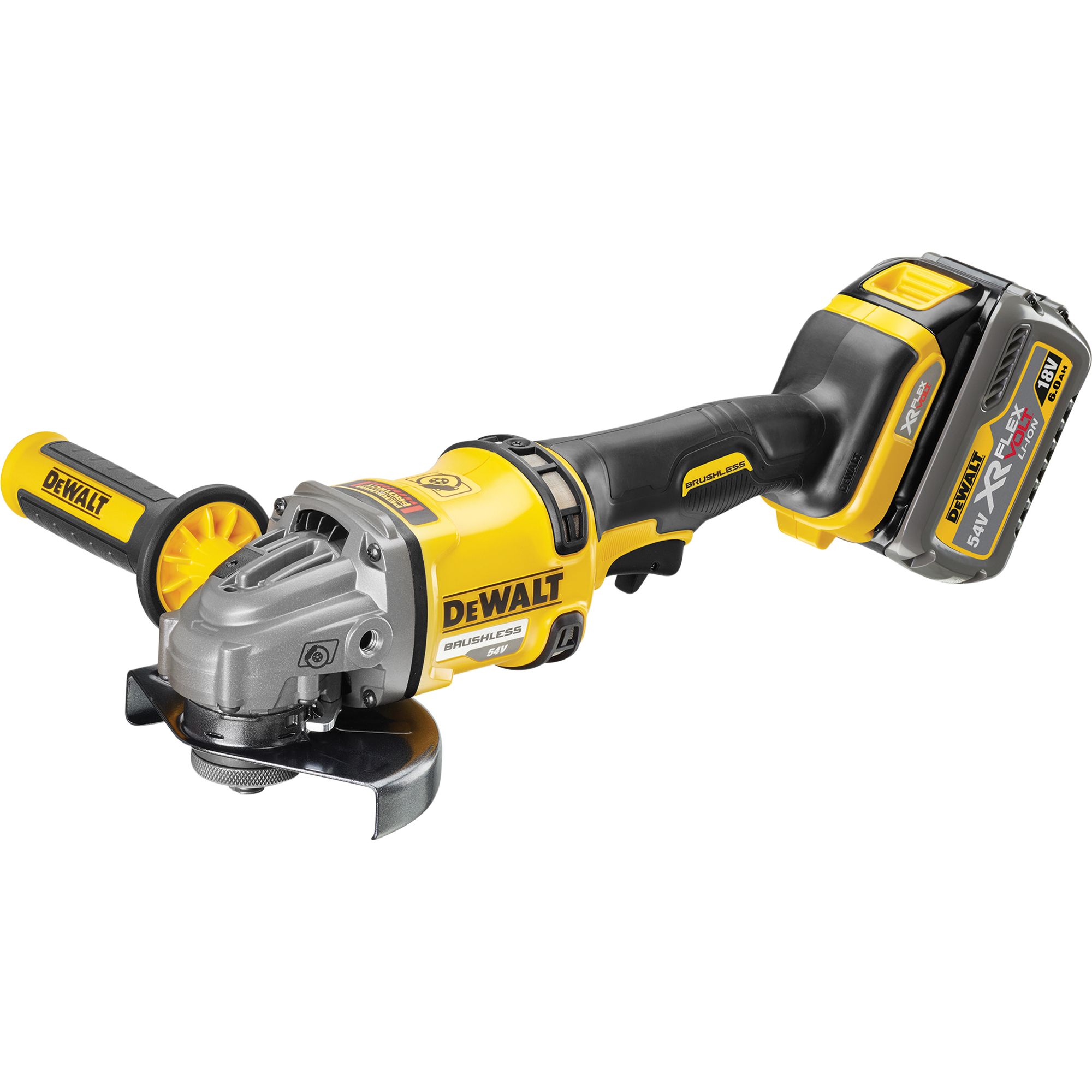 DeWalt 54V 2 x Li-ion 125mm Cordless Angle grinder DCG414T2-GB | DIY at B&Q