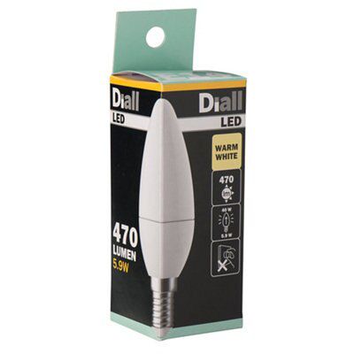 Diall 5.9W 470lm Candle Warm white LED Light bulb