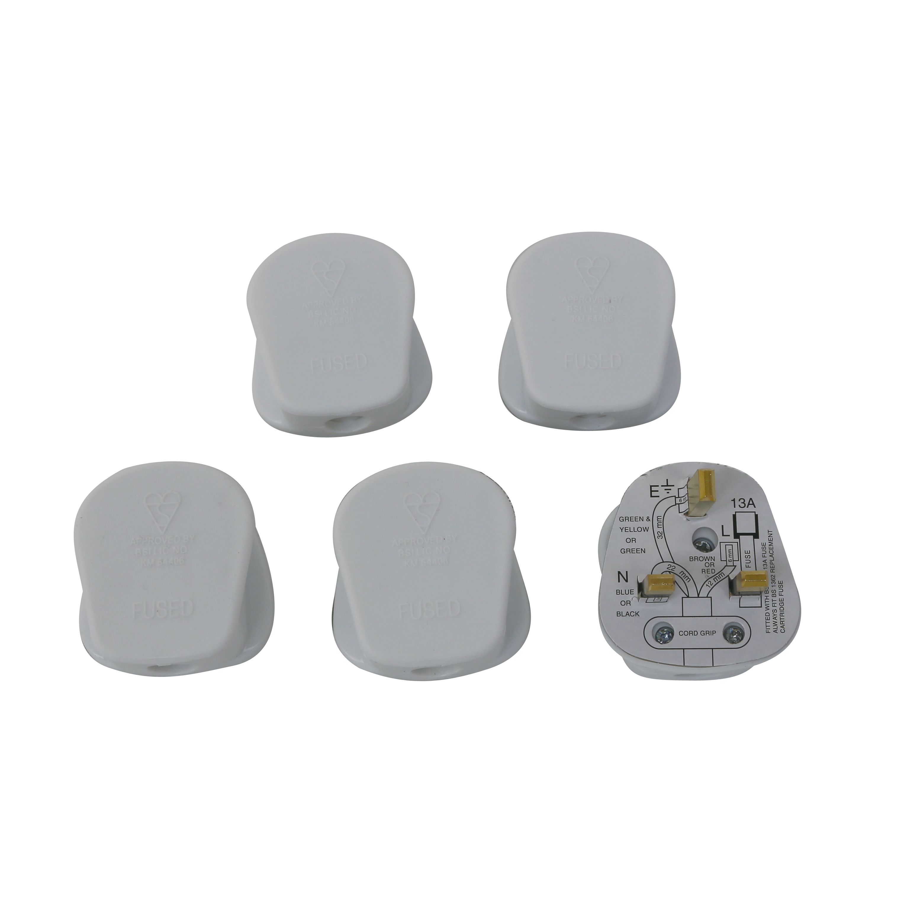 Diall 9518 13A White Plug, Pack of 5