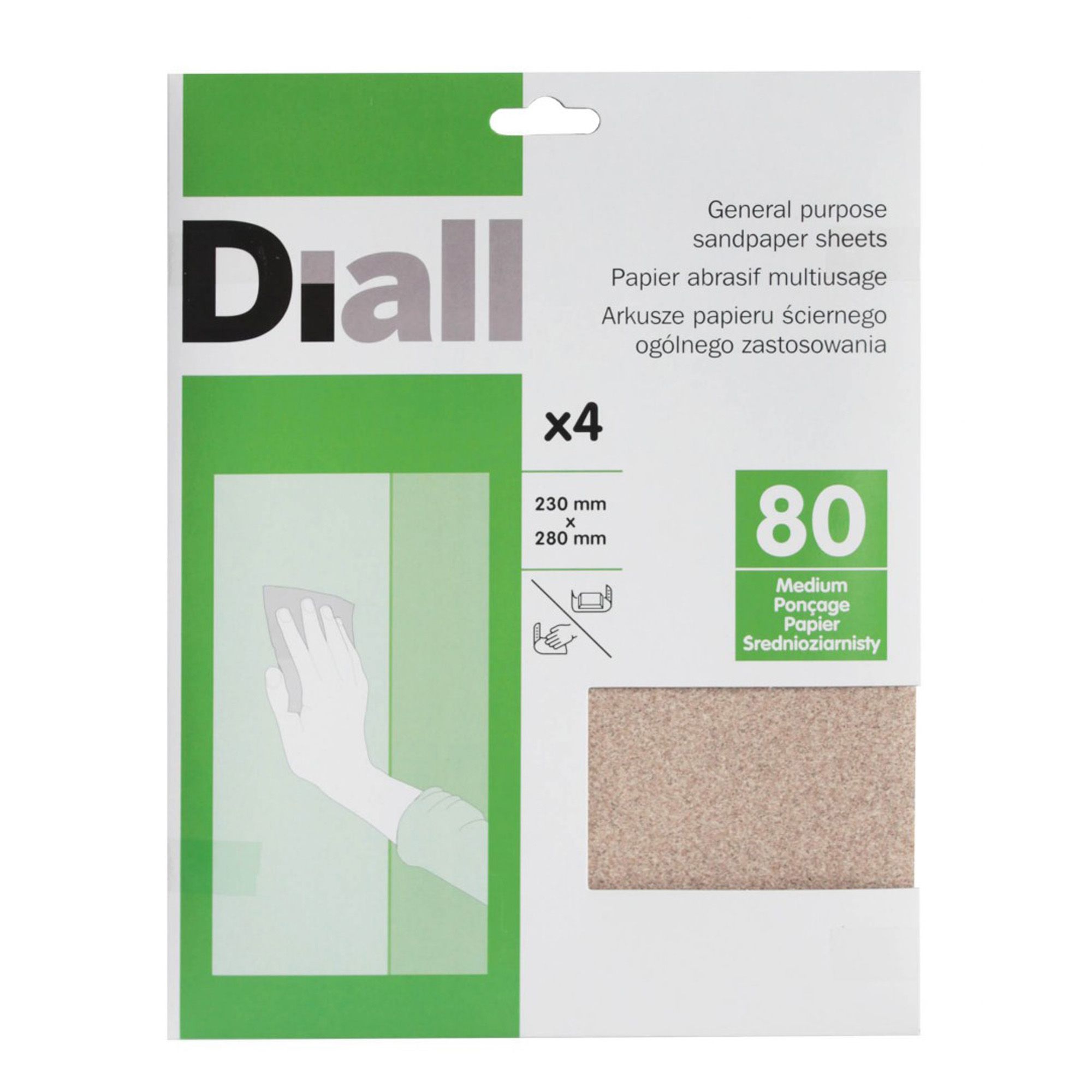 Diall Aluminium oxide Medium Hand sanding sheets, Pack of 4 | DIY at B&Q