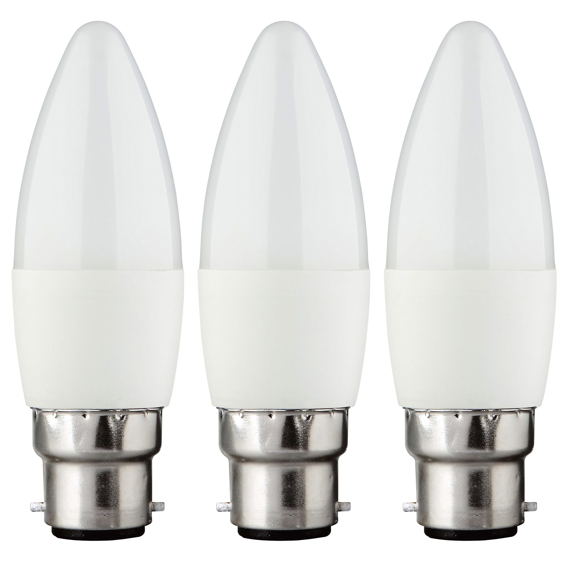 Diall B22 470lm Candle Warm white LED Light bulb, Pack of 3 | DIY at B&Q