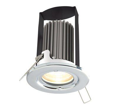 Diall Chrome effect Non-adjustable LED Fire-rated Warm white Downlight ...