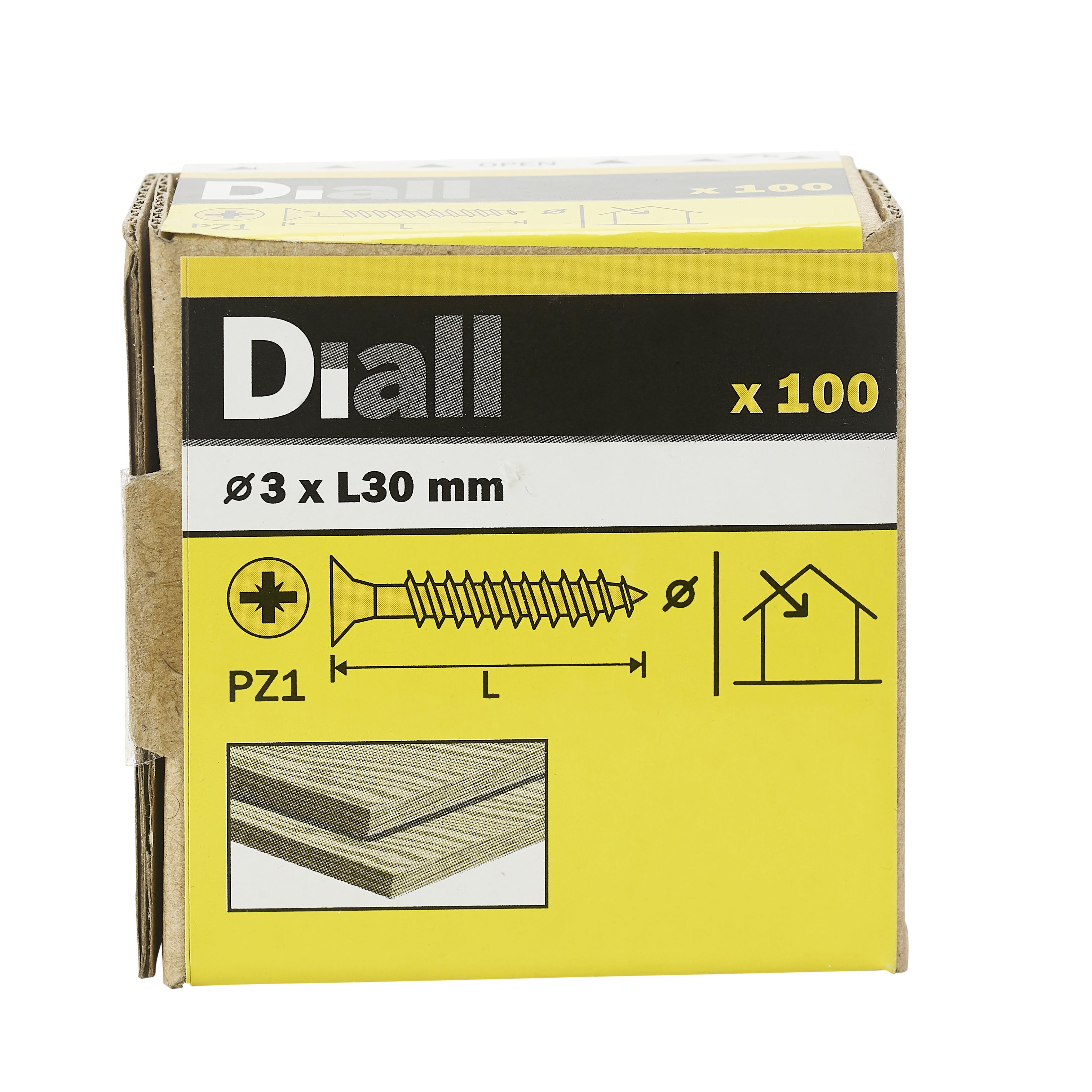 Diall Double-countersunk Yellow-passivated Carbon steel Screw (Dia)3mm ...
