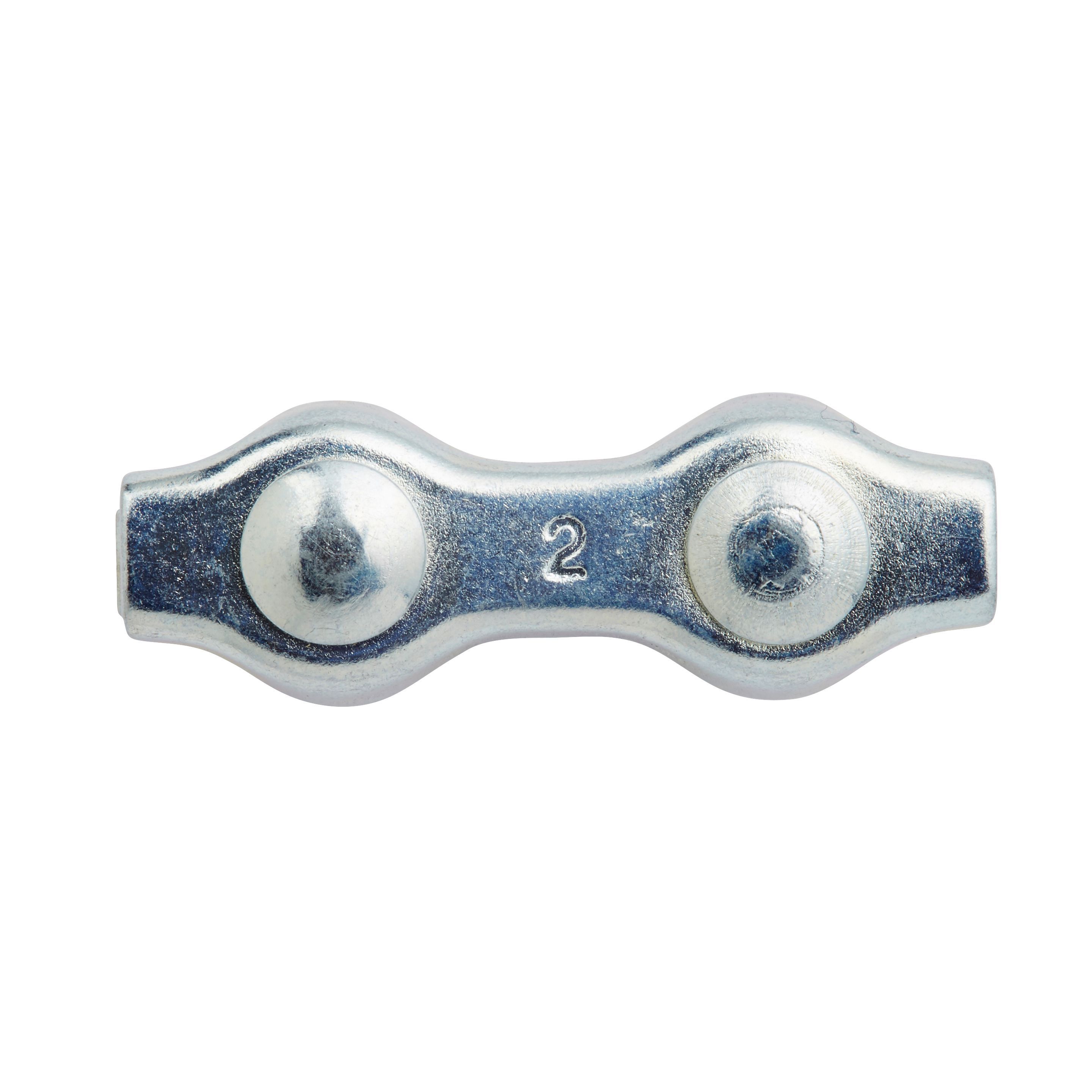 Diall Duplex Zinc plated Steel Wire rope clamp L 90mm Dia 2mm Pack of 2