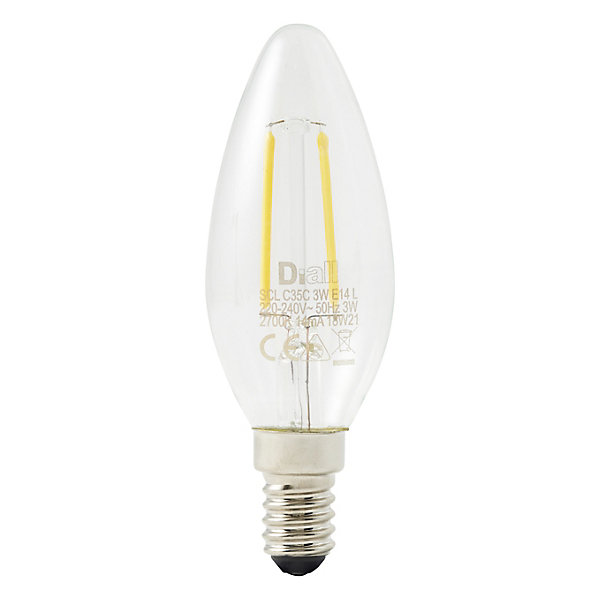 Diall E14 1.8W 250lm Clear Candle Warm white LED filament Light bulb Diall E14 1.8W 250lm Clear Candle Warm white LED filament Light bulb