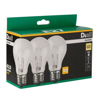Diall E27 30W Classic Halogen Dimmable Light bulb, Pack of 3 | DIY at B&Q