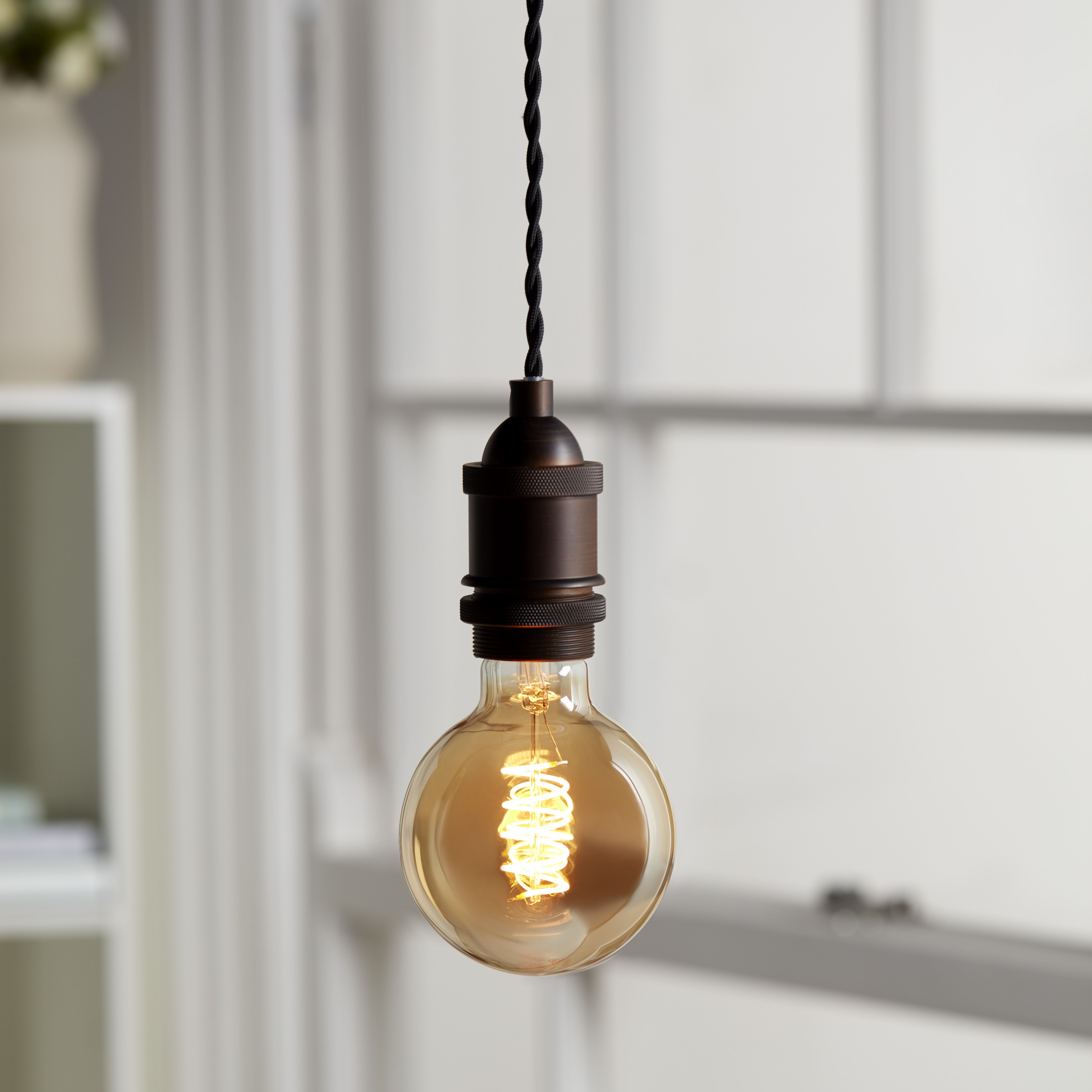 Diall E27 5W 250lm Globe Orange LED Filament Light bulb